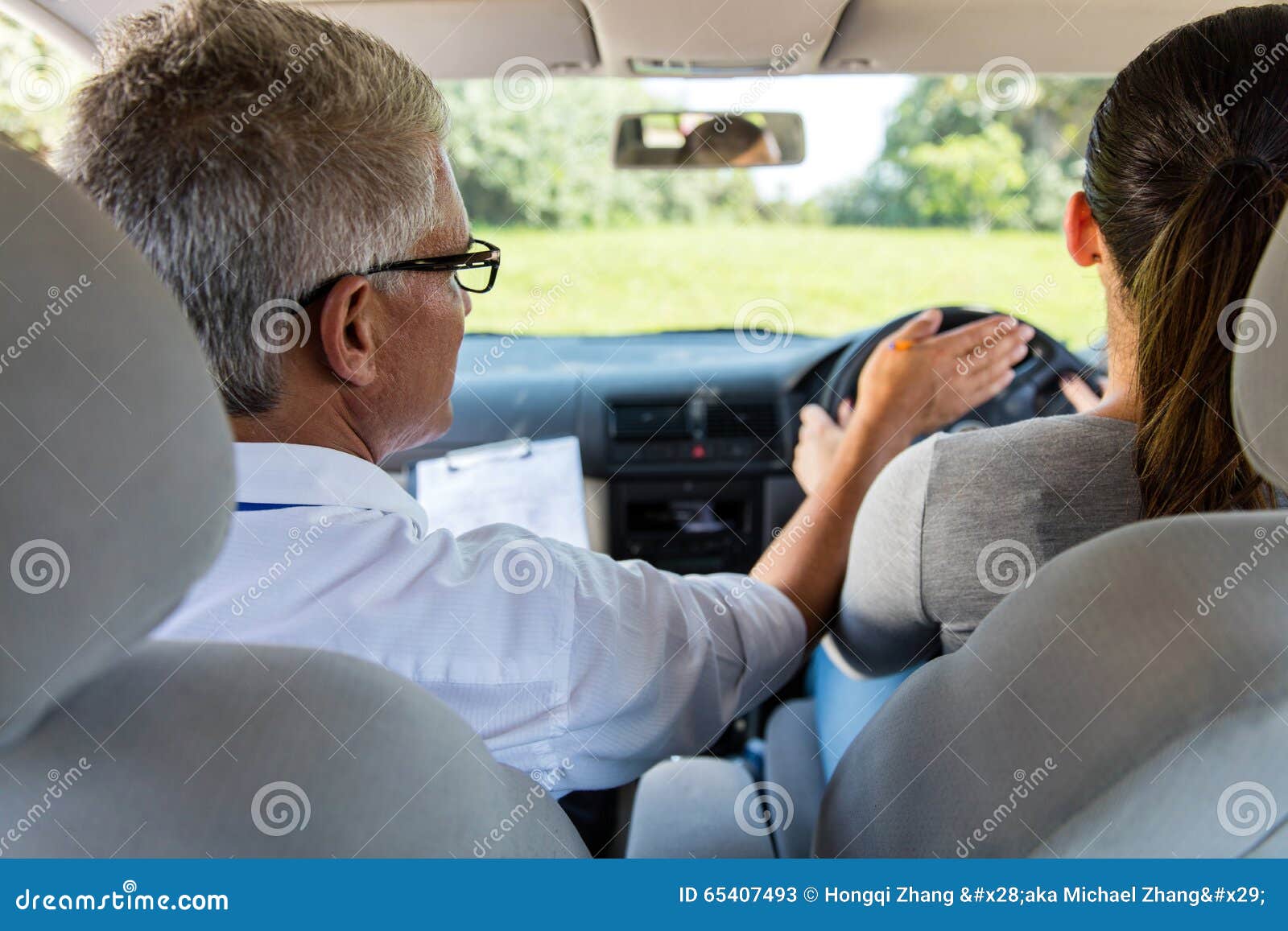Learner Driver with Instructor Stock Image - Image of confident ...