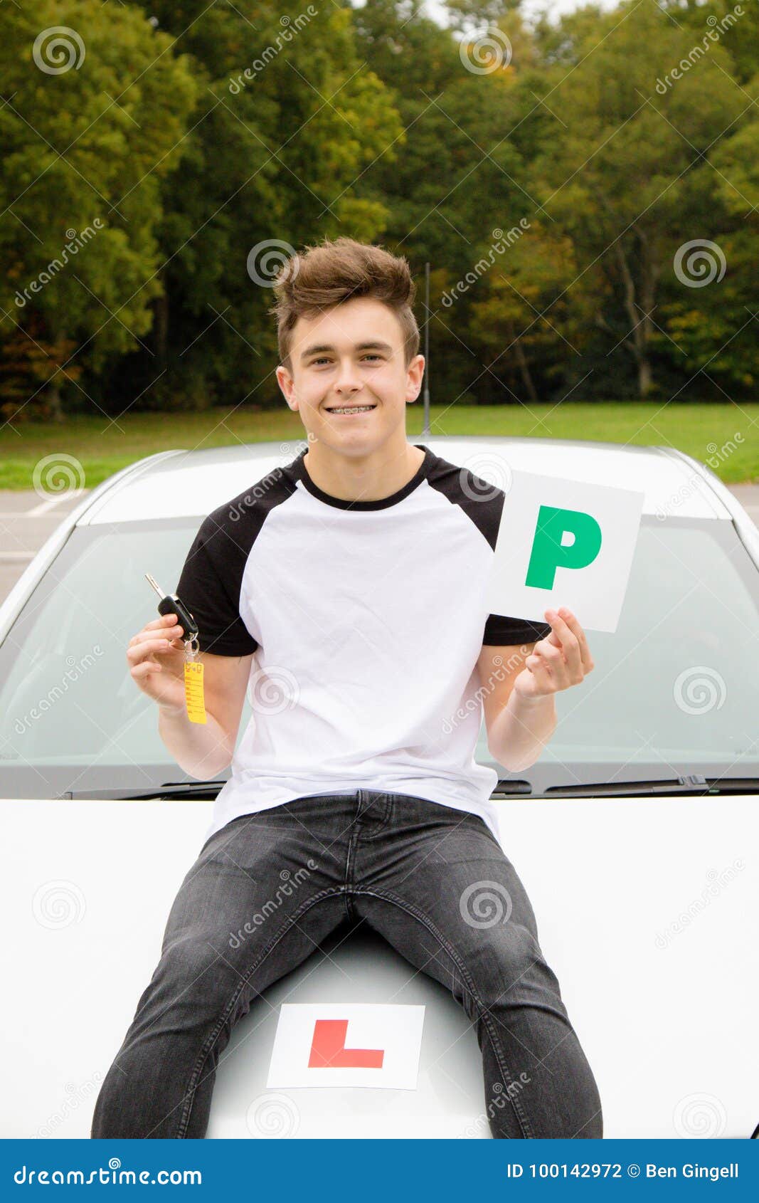 Learner Driver stock photo. Image of right, male, caucasian - 100142972