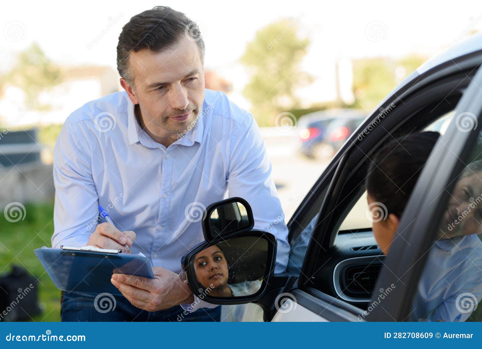 Learner Driver Student Driving Car with Instructor Stock Image - Image ...