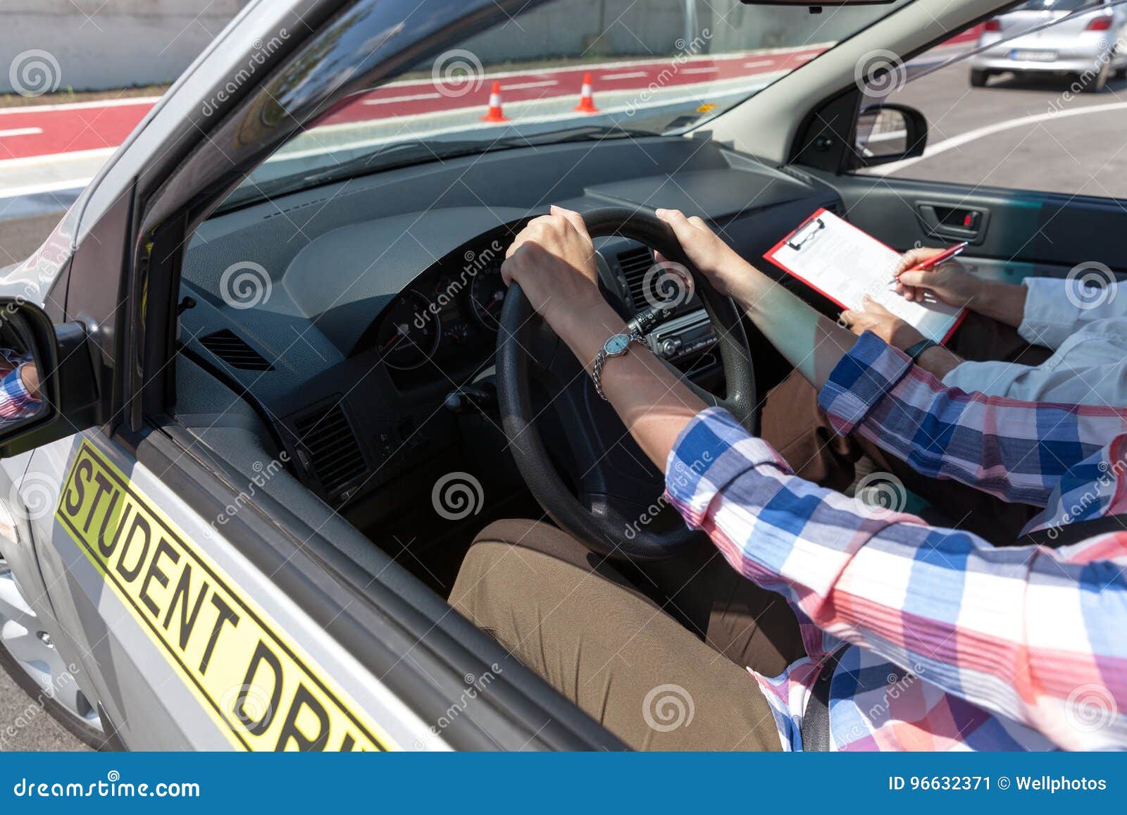 Learner Driver Student Driving Car with Instructor Stock Image - Image ...