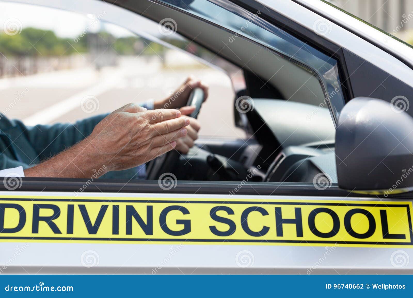 Learner Driver Student Driving Car with Instructor Stock Photo - Image ...