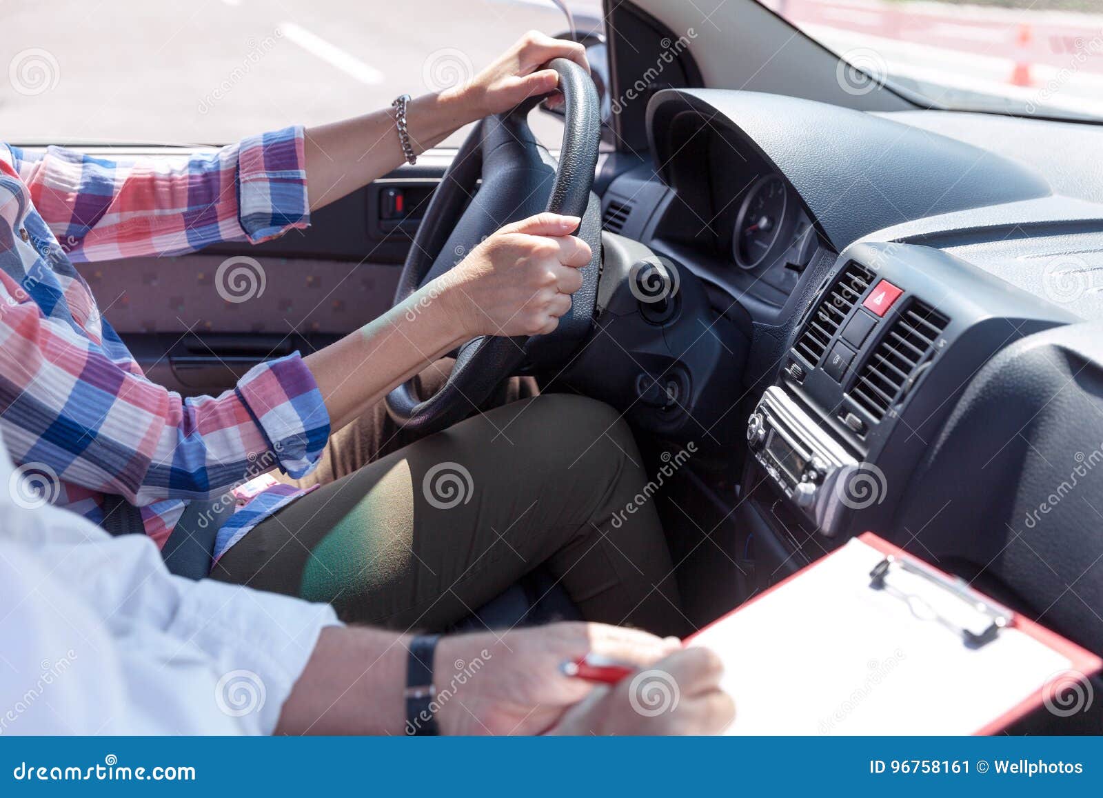 Learner Driver Student Driving Car with Instructor Stock Image - Image ...