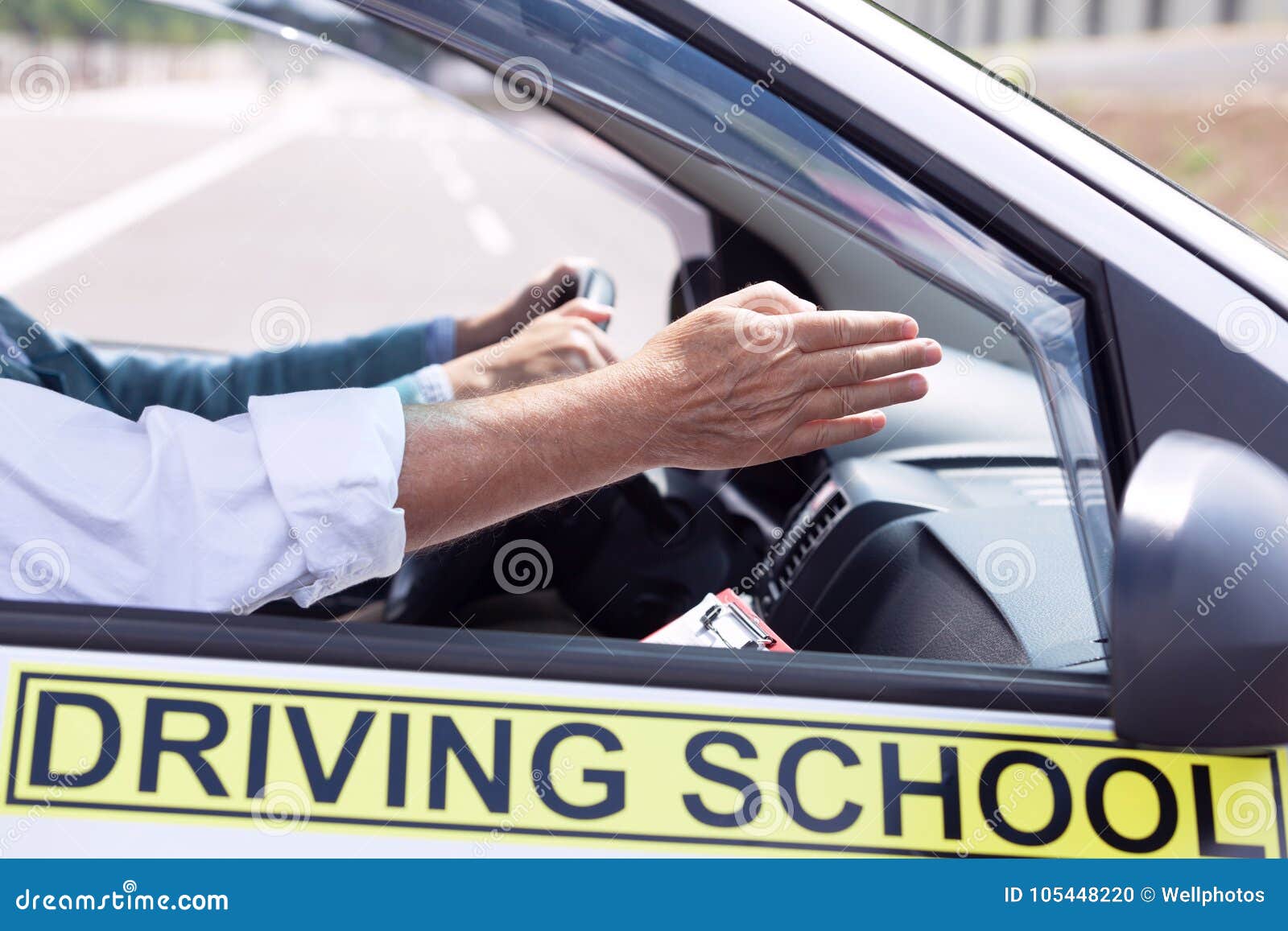 Learner Driver Student Driving Car with Instructor Stock Photo - Image ...