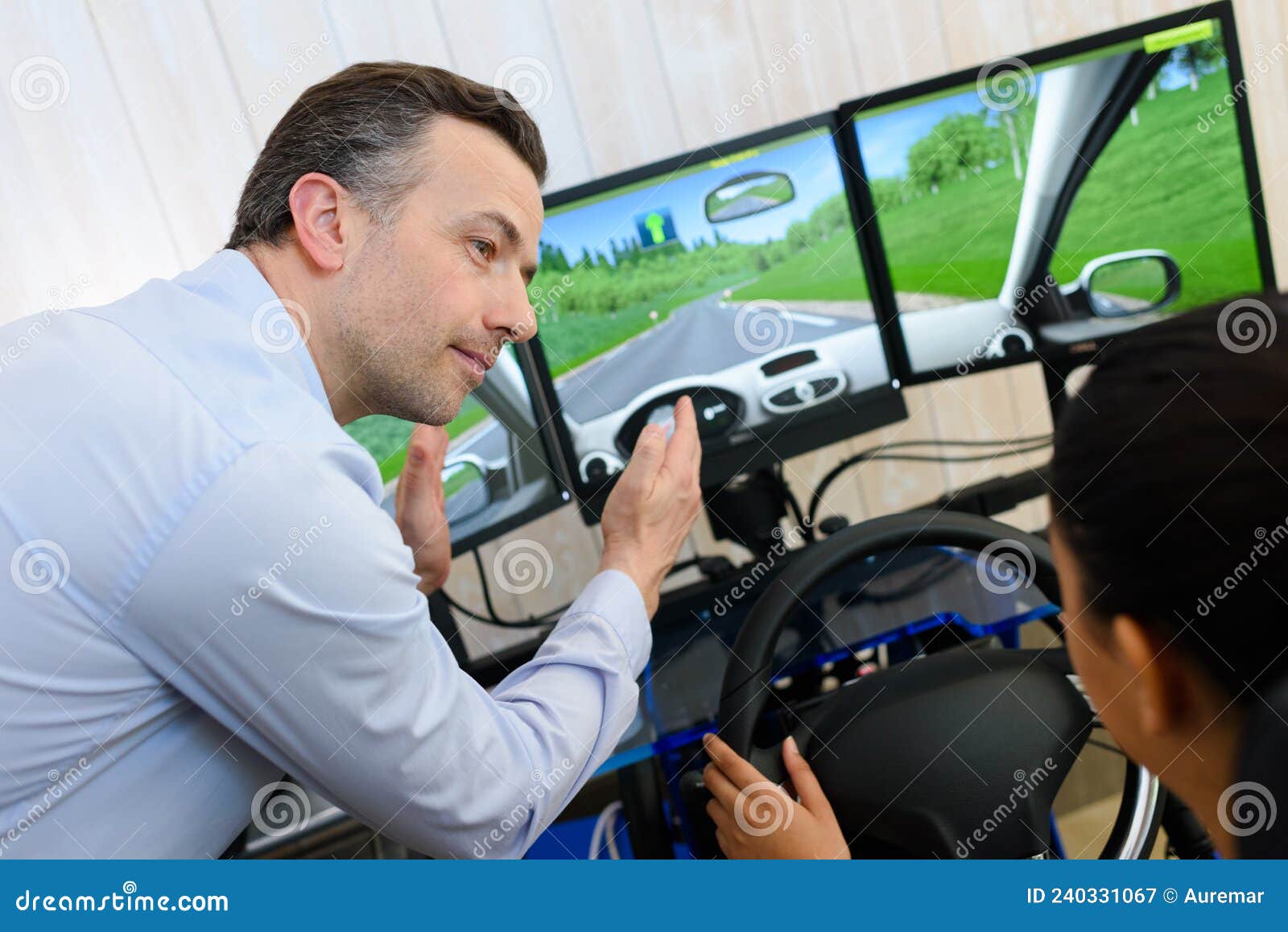 Learner Driver Using Road Simulator Stock Image - Image of futuristic ...