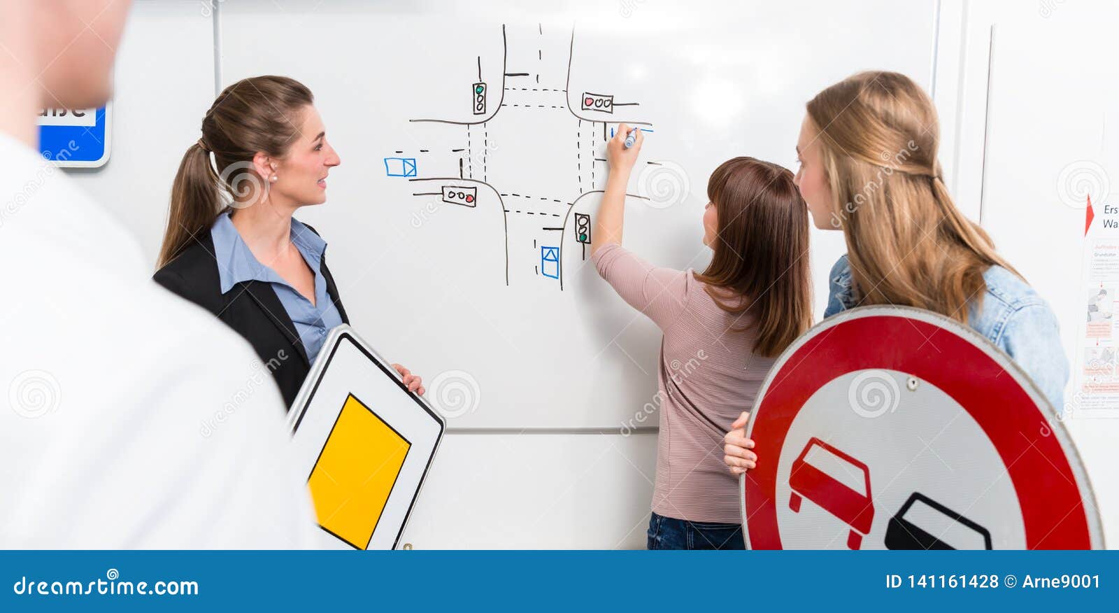 Learner in Driving Lessons Theory Explaining Traffic Situation Stock ...