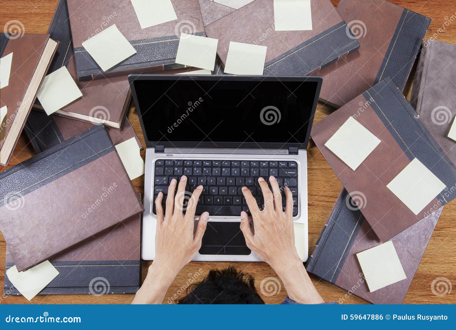 Learner Typing on Notebook Computer Stock Photo - Image of hand ...
