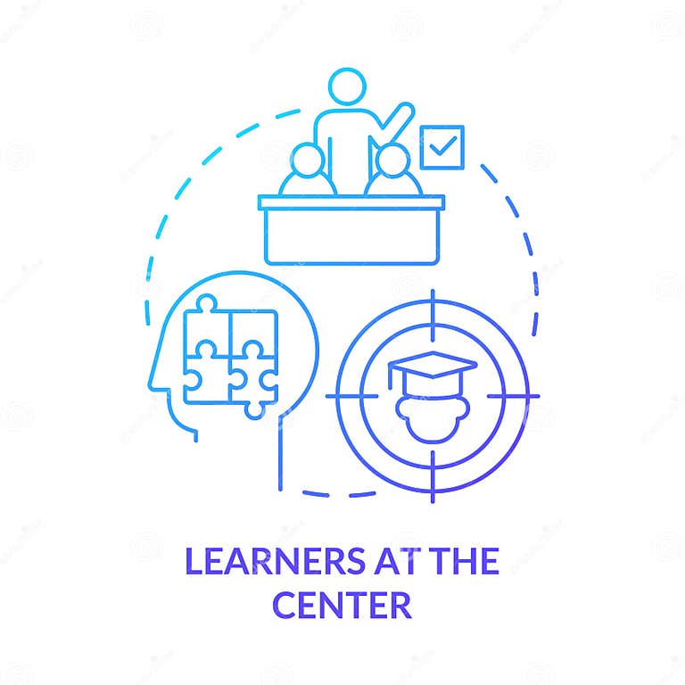 Learners at Center Blue Gradient Concept Icon Stock Vector ...
