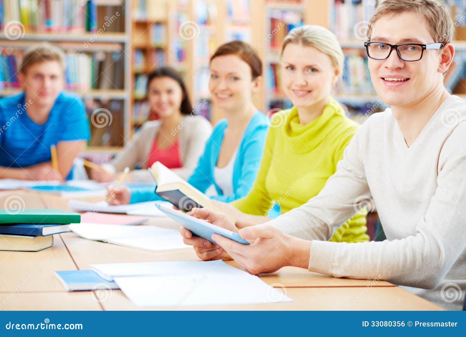 Learners in library stock photo. Image of attractive - 33080356