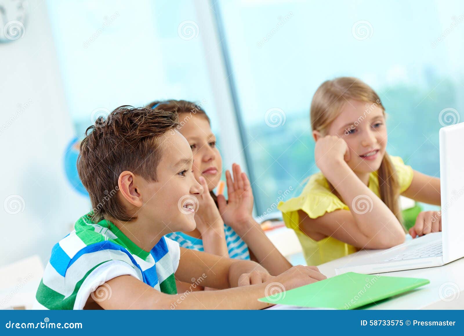 Learners studying stock image. Image of computer, cute - 58733575