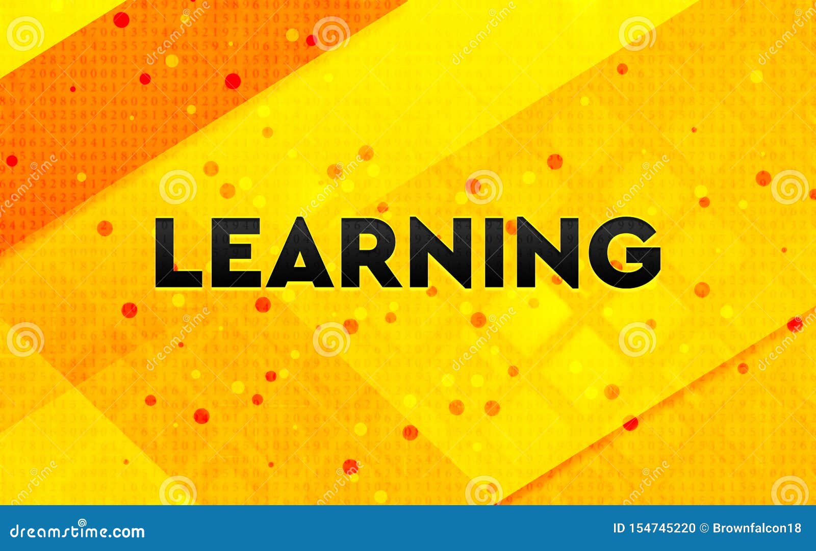Learning Abstract Digital Banner Yellow Background Stock Illustration ...