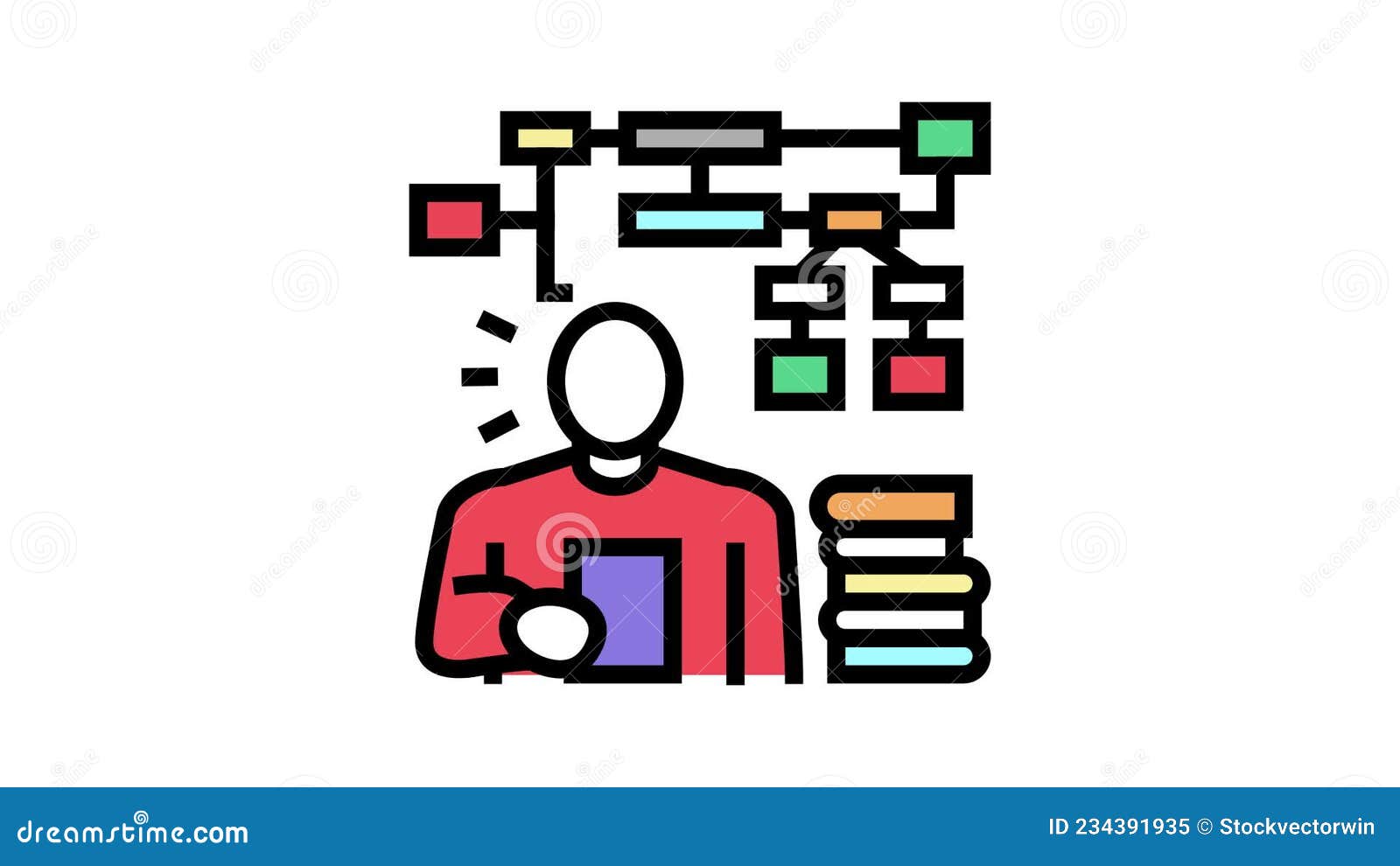 Learning Algorithm Color Icon Animation Stock Video - Video of books ...