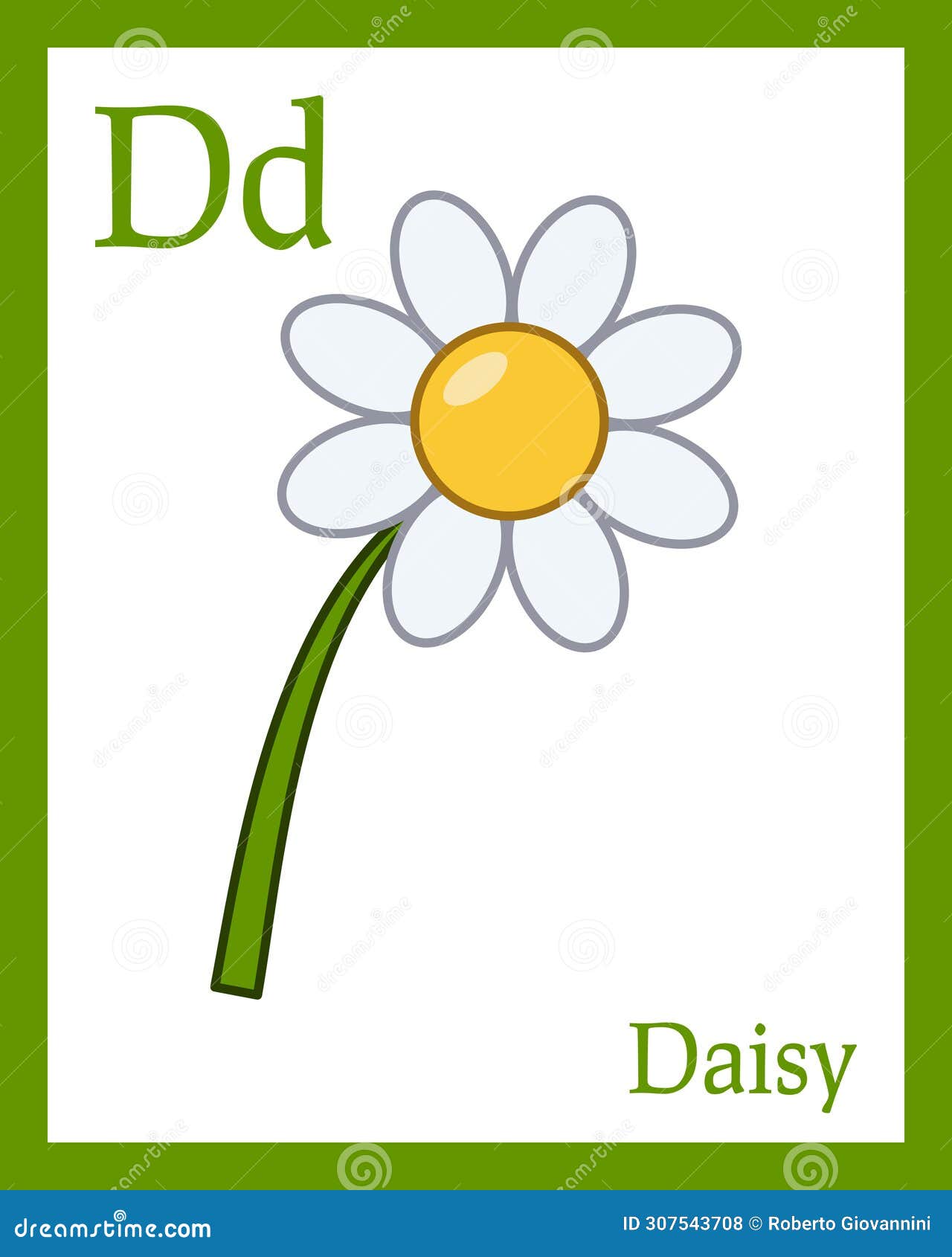 Learning the Alphabet Card - Daisy Stock Vector - Illustration of ...