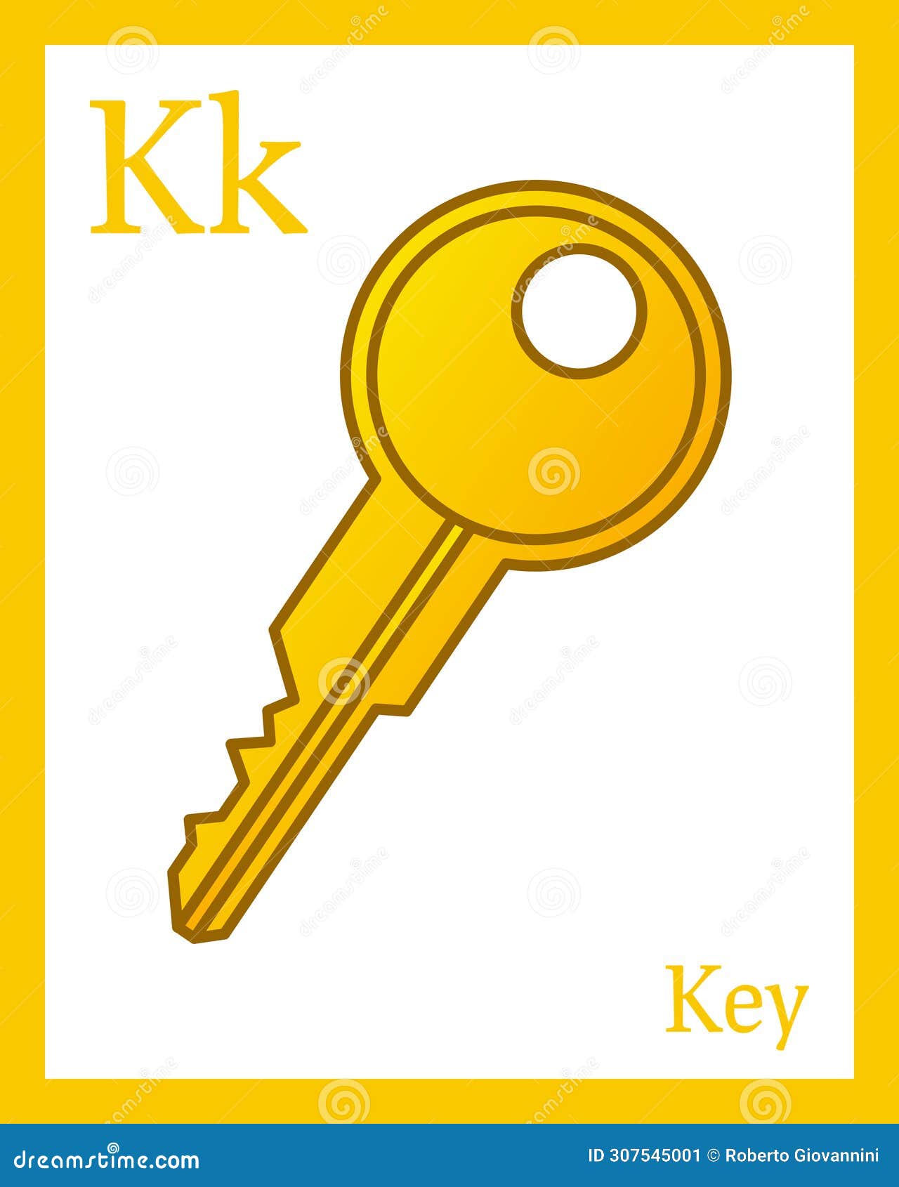 Learning the Alphabet Card - Key Stock Vector - Illustration of ...