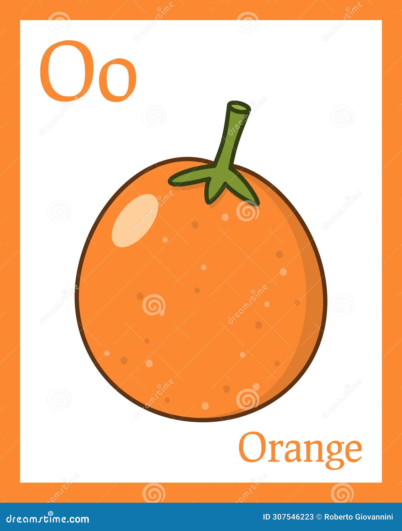 Learning the Alphabet Card - Orange Stock Vector - Illustration of ...