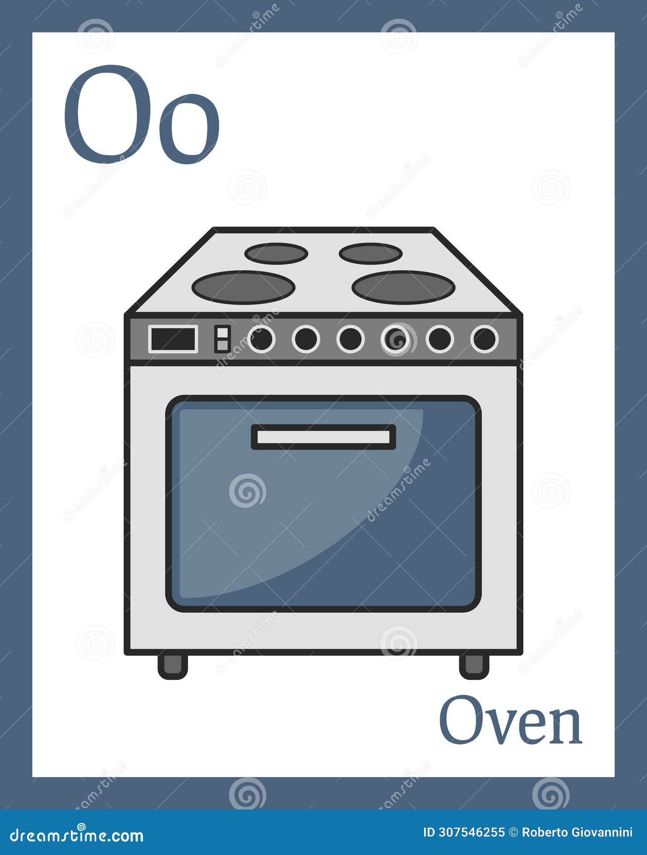 Learning the Alphabet Card - Oven Stock Vector - Ilustrare din grafic ...