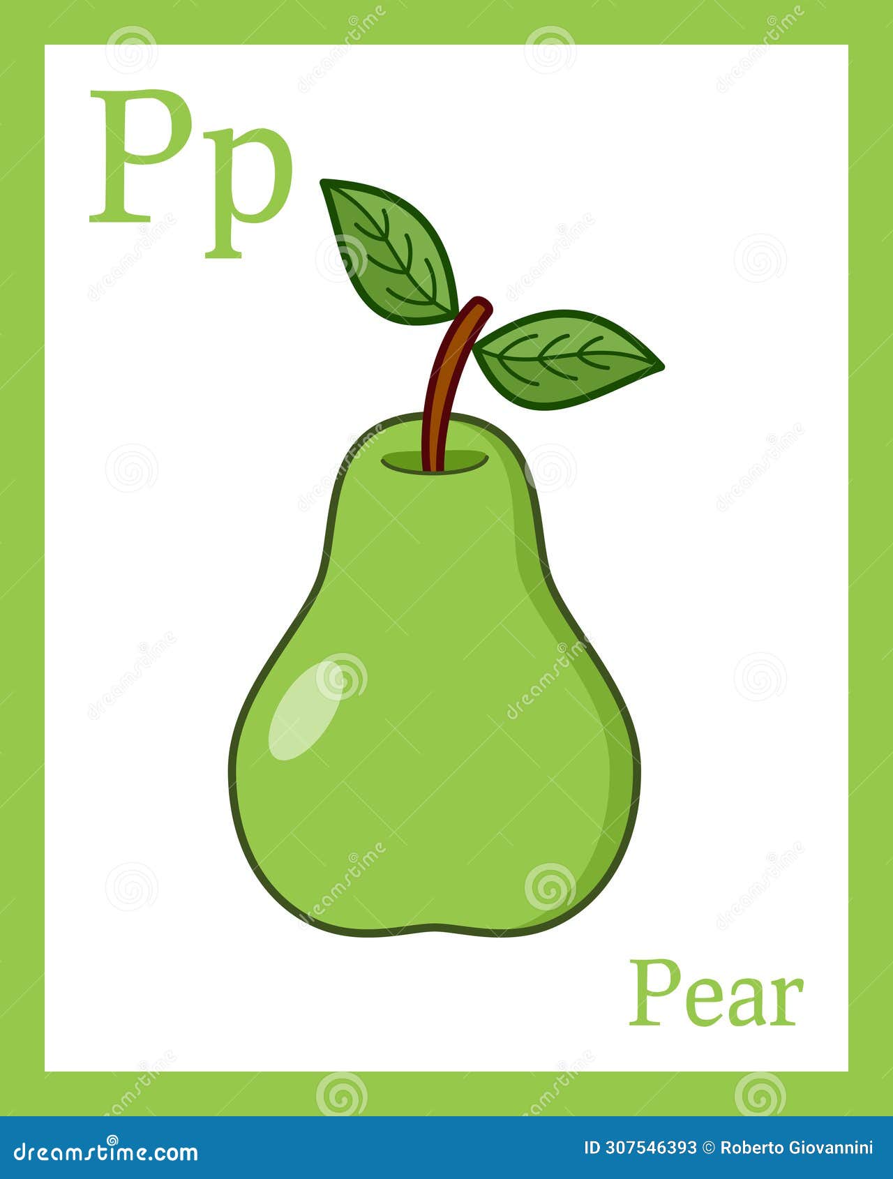 Learning the Alphabet Card - Pear Stock Vector - Illustration of design ...