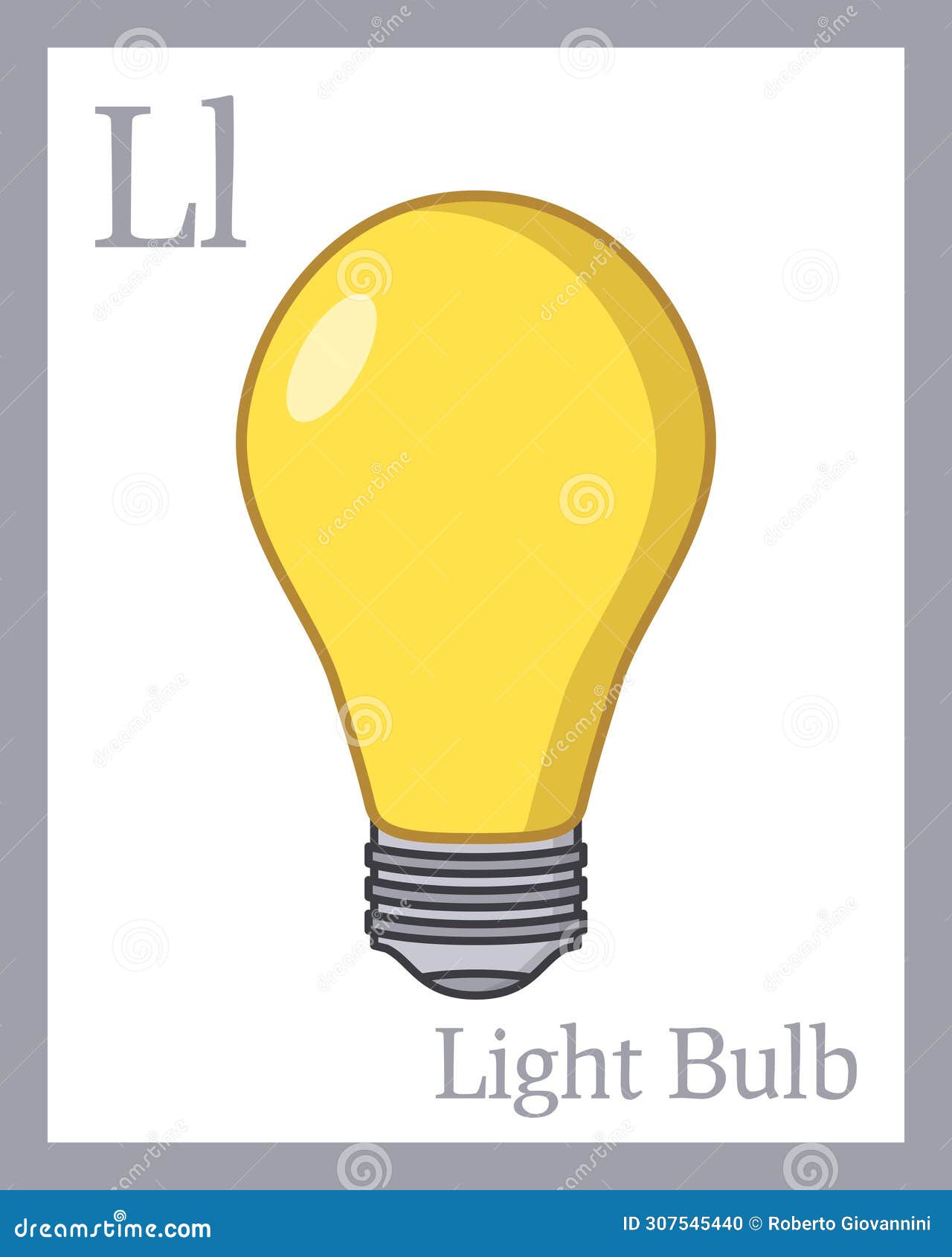Learning the Alphabet Card - Light Bulb Stock Vector - Illustration of ...