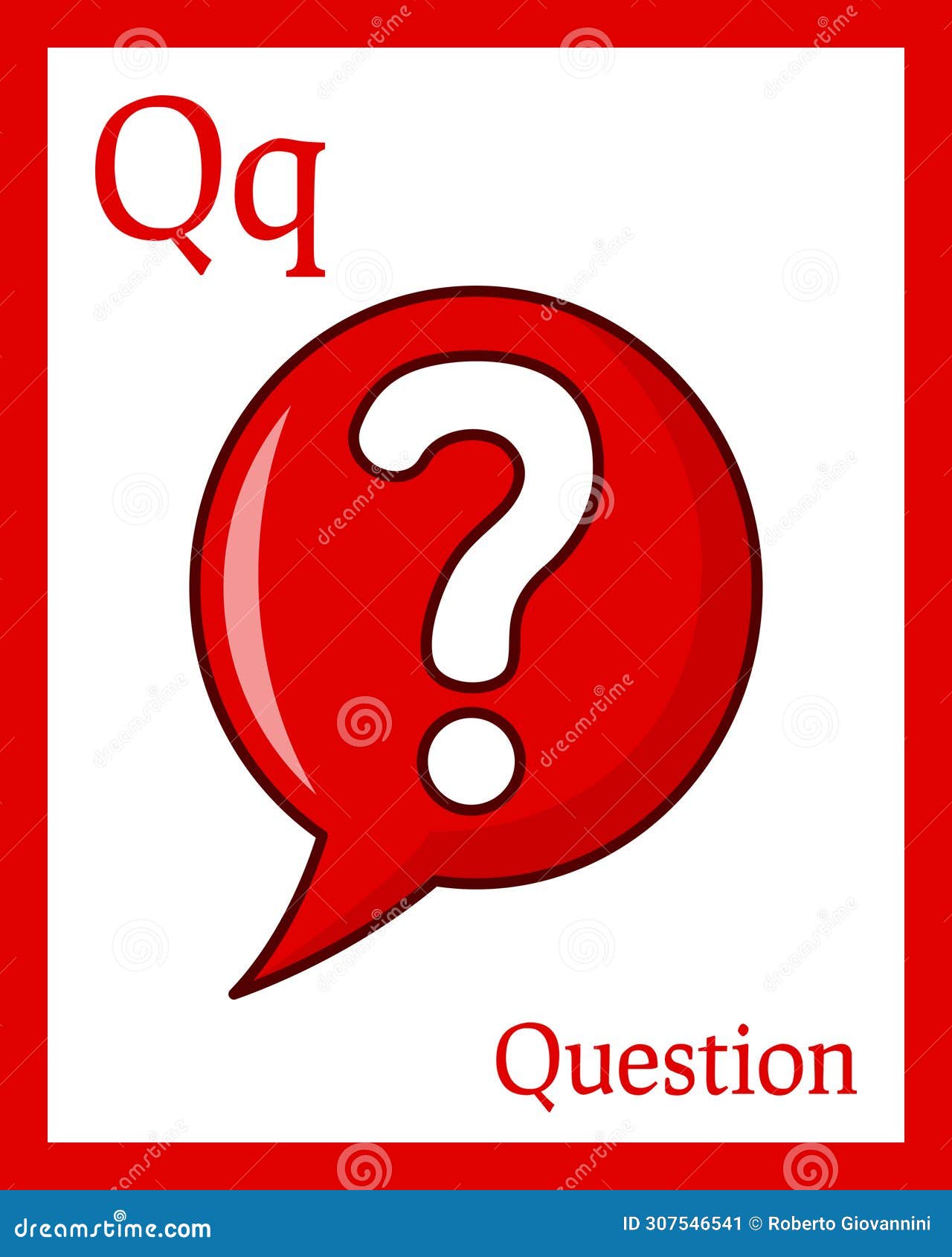 Learning the Alphabet Card - Question Stock Vector - Illustration of ...