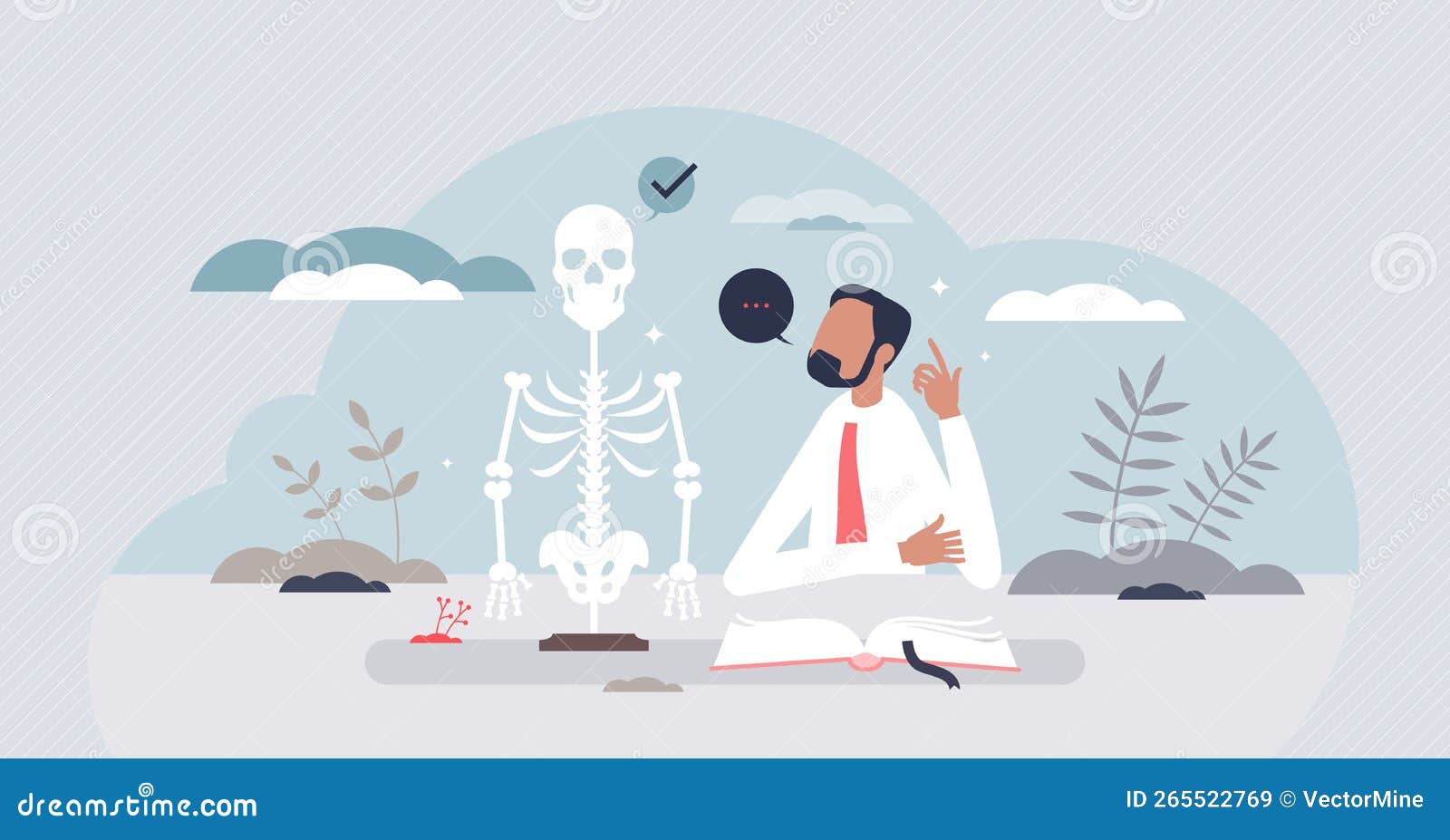 Learning Anatomy and Human Skeleton Bones Knowledge Tiny Person Concept Stock Vector ...