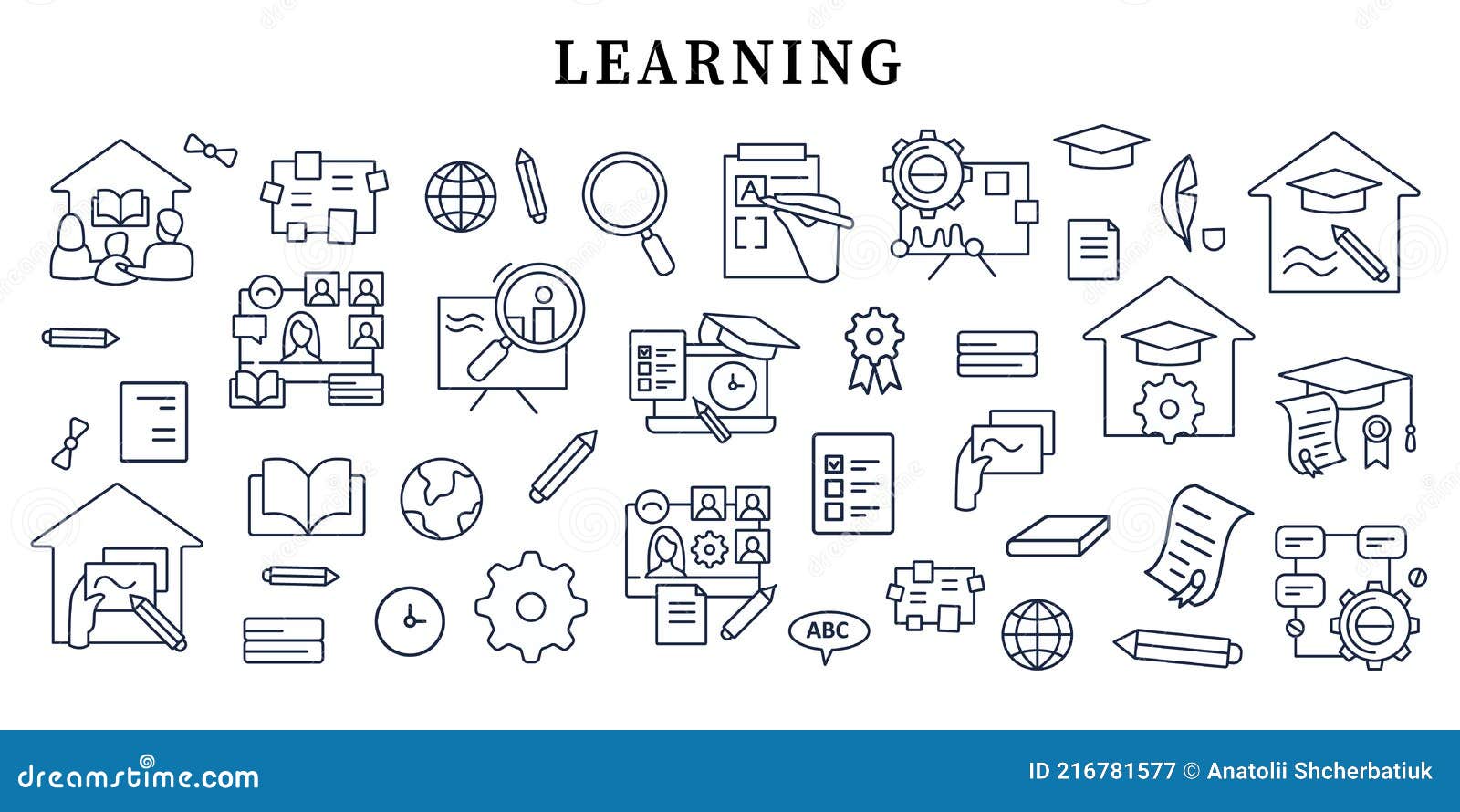 Learning banner icon stock vector. Illustration of celebration - 216781577