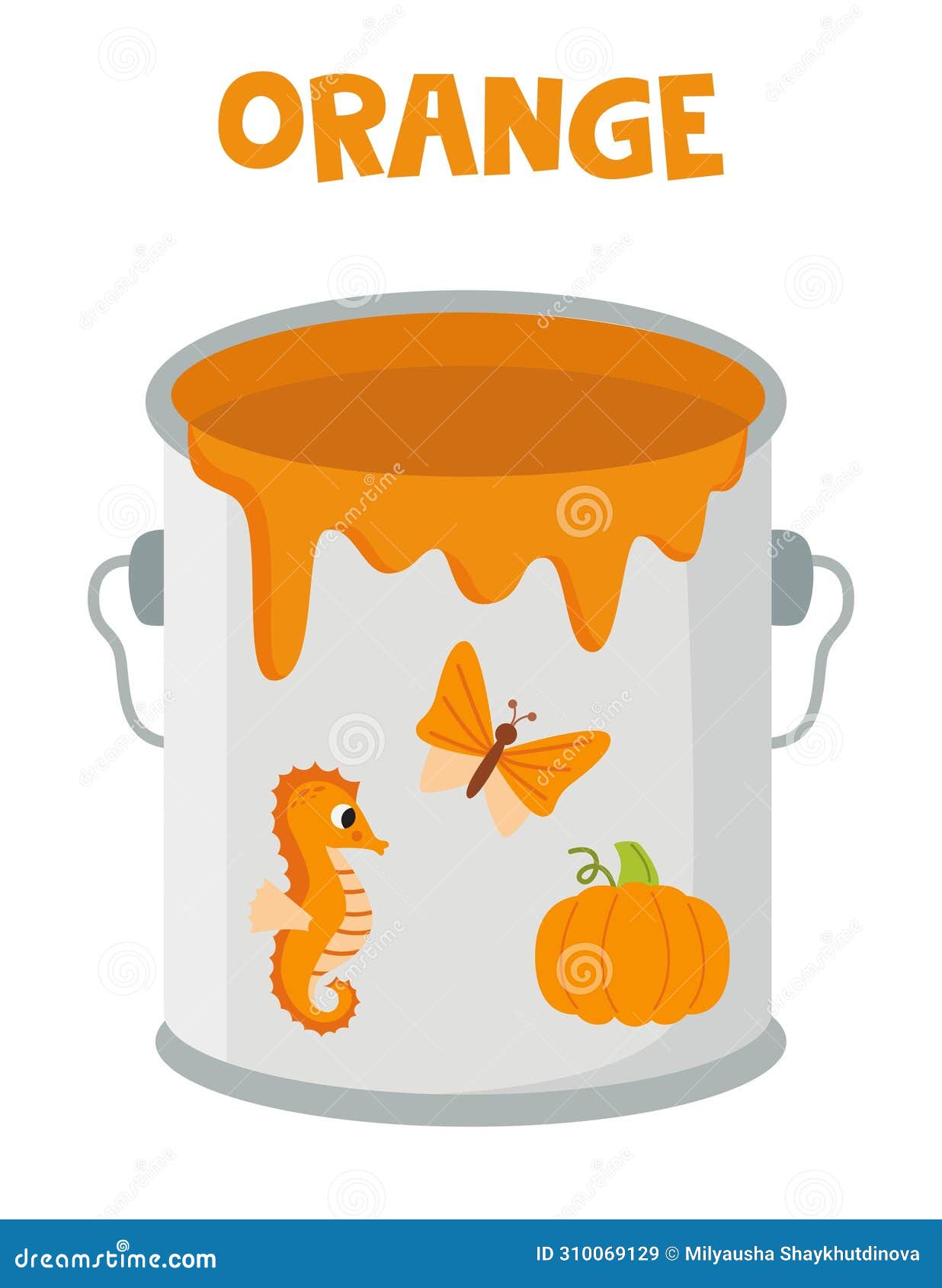Learning Basic Colors for Kids. Color Flashcard. Orange Paint Can ...