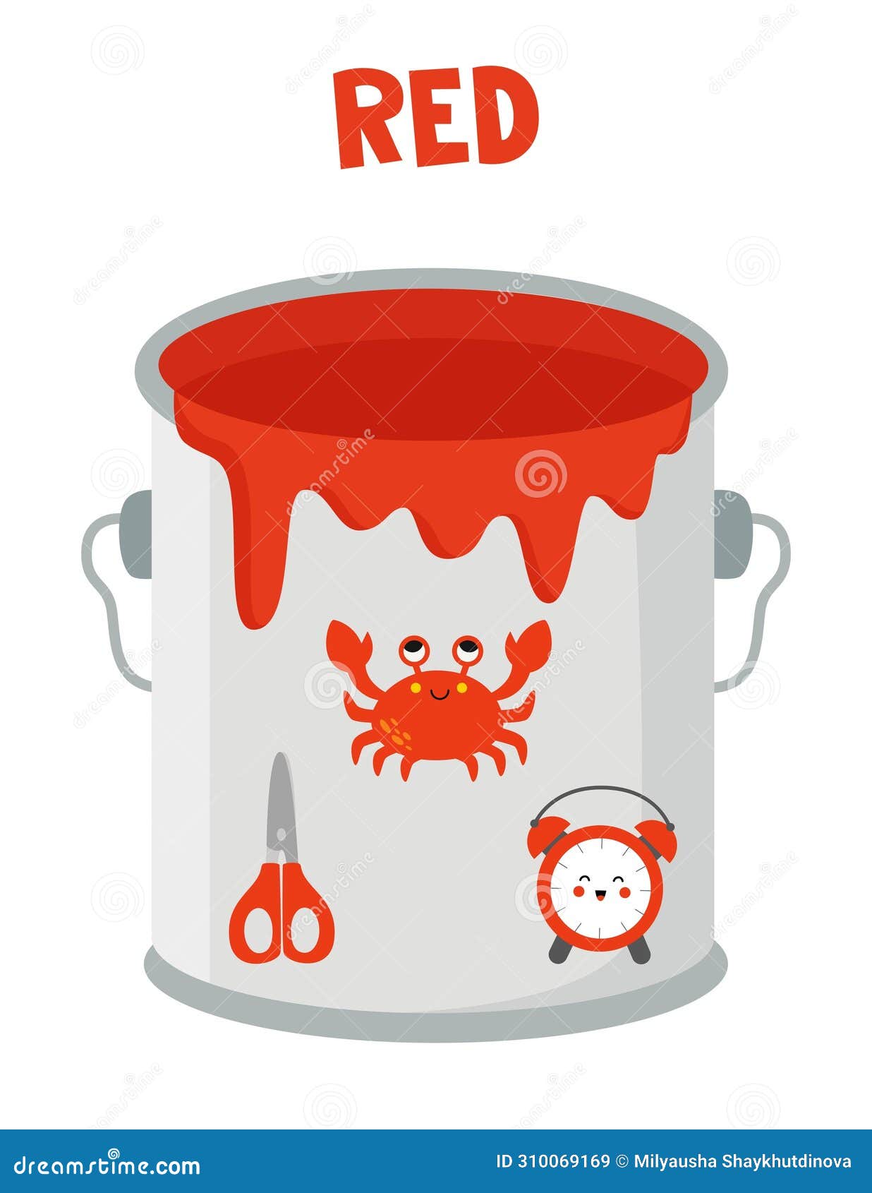 Learning Basic Colors for Kids. Color Flashcard. Red Paint Can. Stock ...
