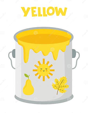 Learning Basic Colors for Kids. Color Flashcard. Yellow Paint Can ...