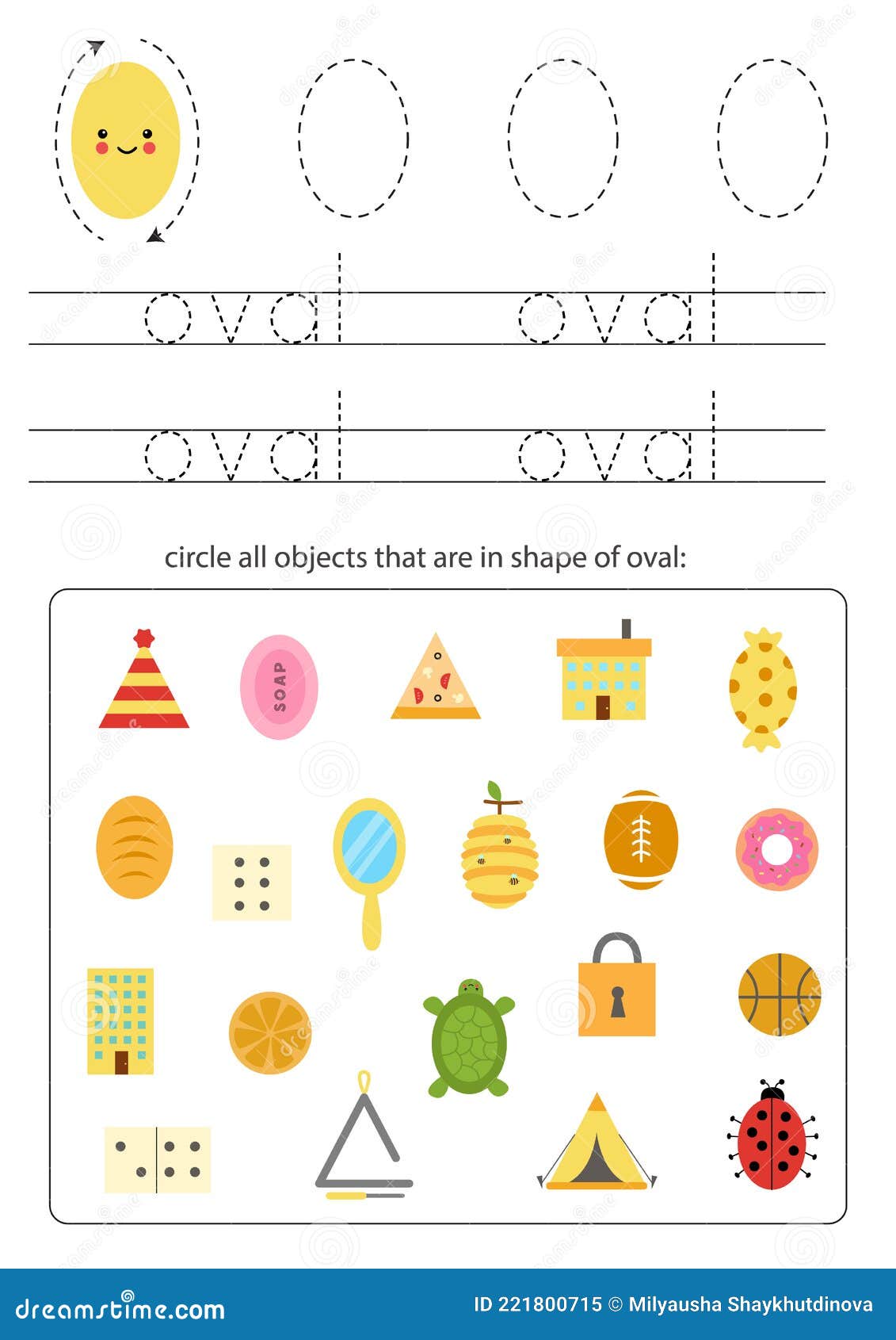 Learning Basic Geometric Form for Children. Find Oval Objects. Stock ...