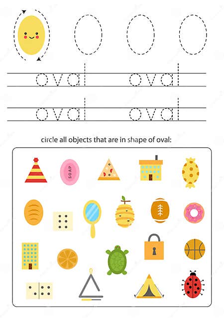 Learning Basic Geometric Form for Children. Find Oval Objects. Stock ...
