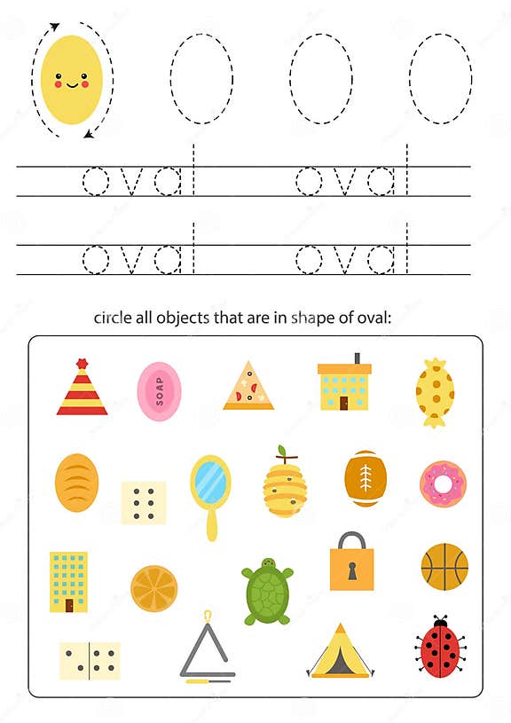 Learning Basic Geometric Form for Children. Find Oval Objects. Stock ...