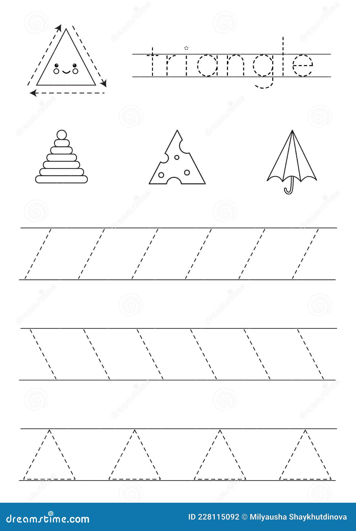 Learning Triangle Shape For Children. Basic 2d Shapes. Vector ...