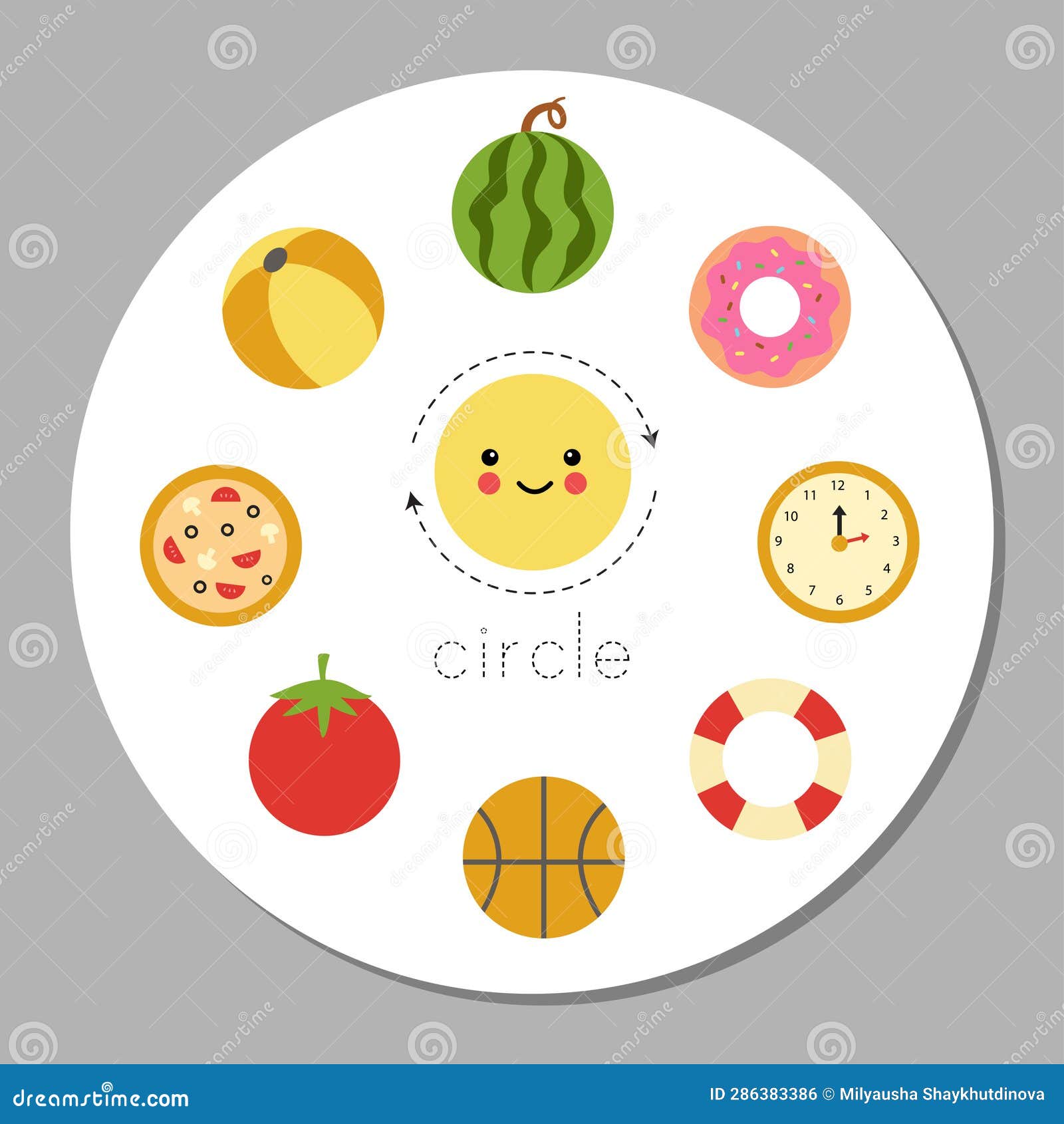 Learning Basic Geometric Forms for Children. Cute Circle Stock Vector ...