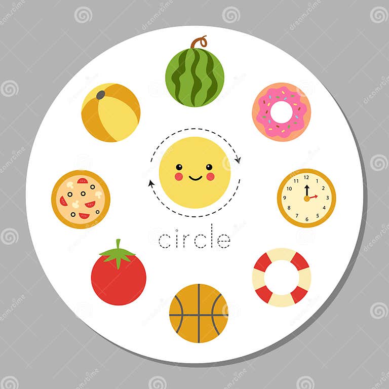 Learning Basic Geometric Forms for Children. Cute Circle Stock Vector ...
