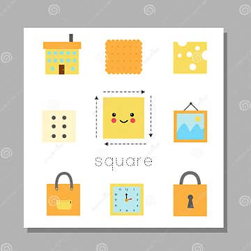 Learning Basic Geometric Forms for Children. Cute Square Stock ...