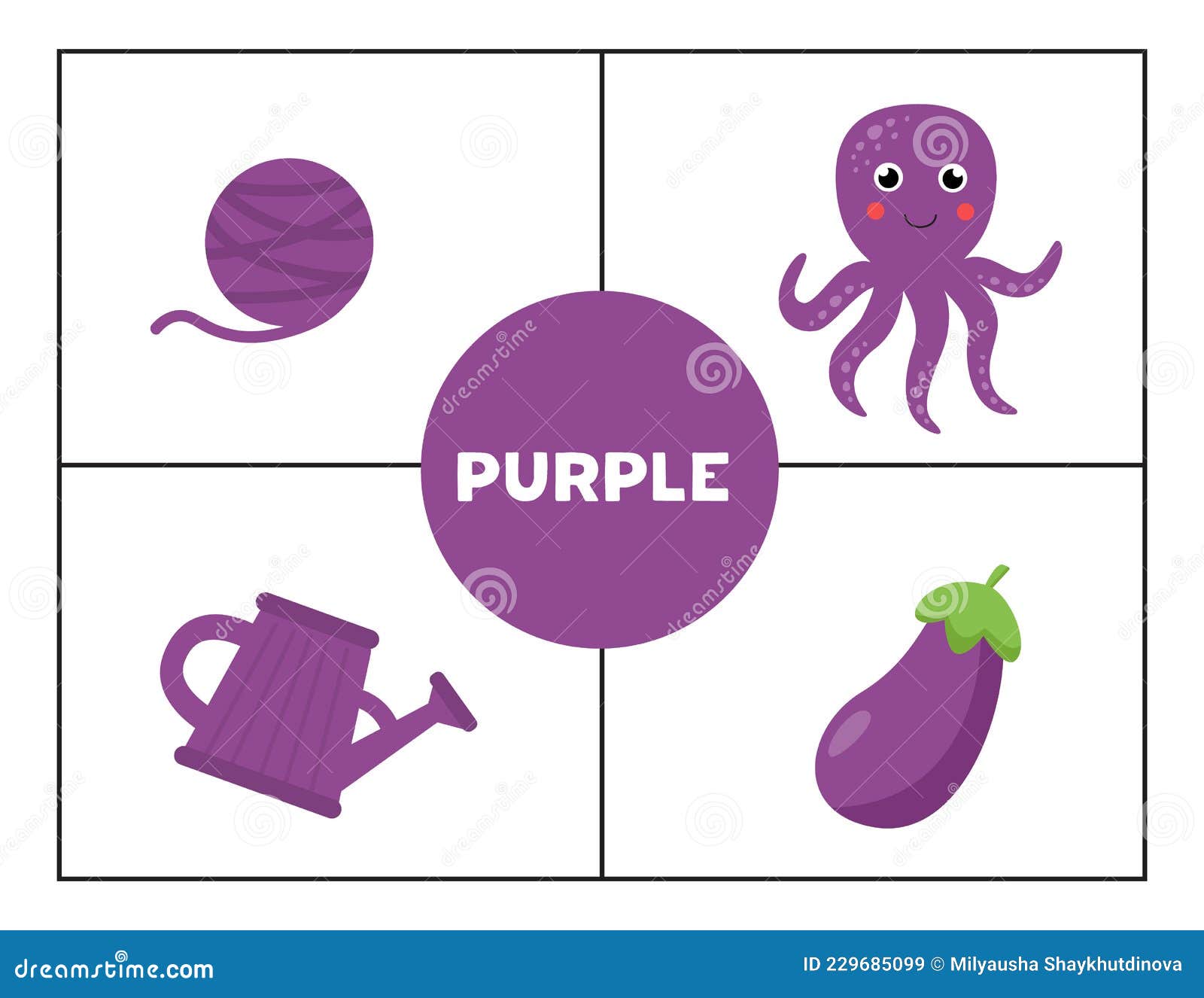 Learning Basic Primary Colors for Children. Purple. Stock Vector ...