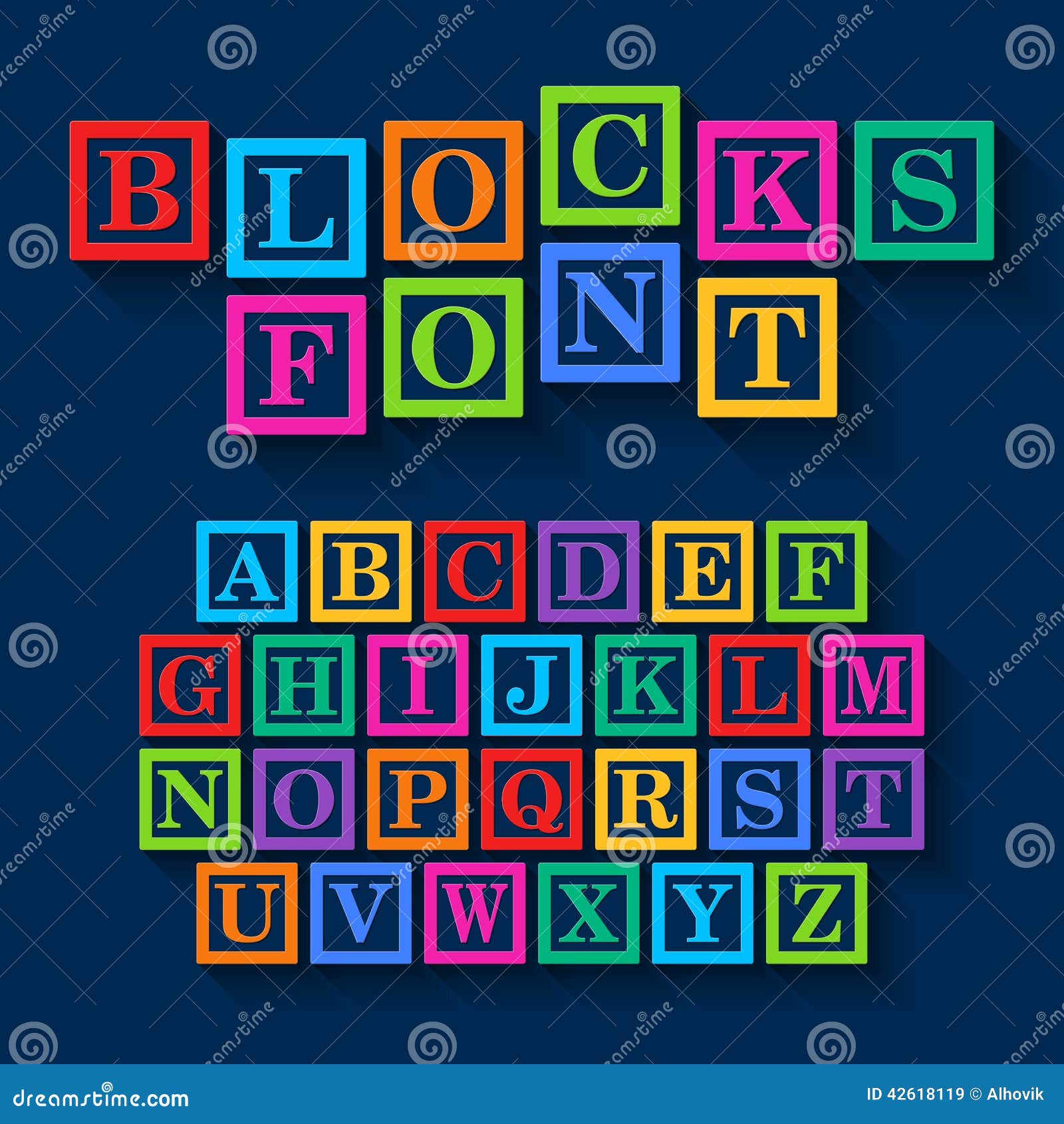 Learning Blocks alphabet stock vector. Illustration of colored - 42618119