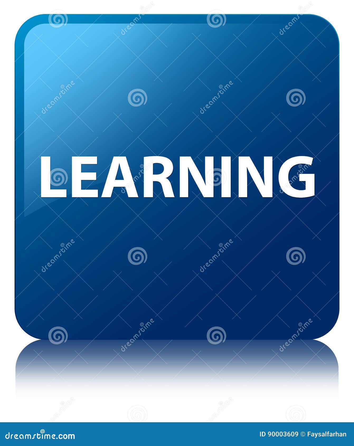 Learning Blue Square Button Stock Illustration - Illustration of ...