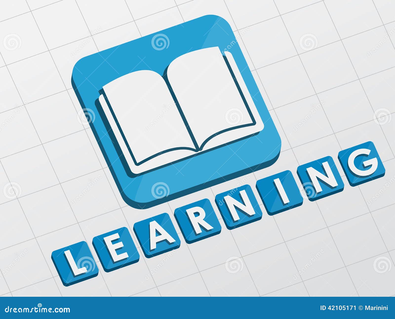 Learning and Book Sign, Flat Design Blocks Stock Illustration ...