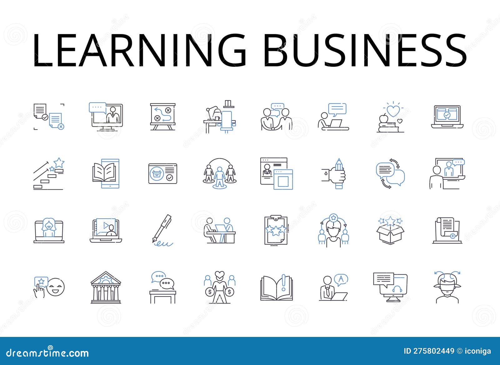 Learning Business Line Icons Collection. Pursuing Education, Study ...