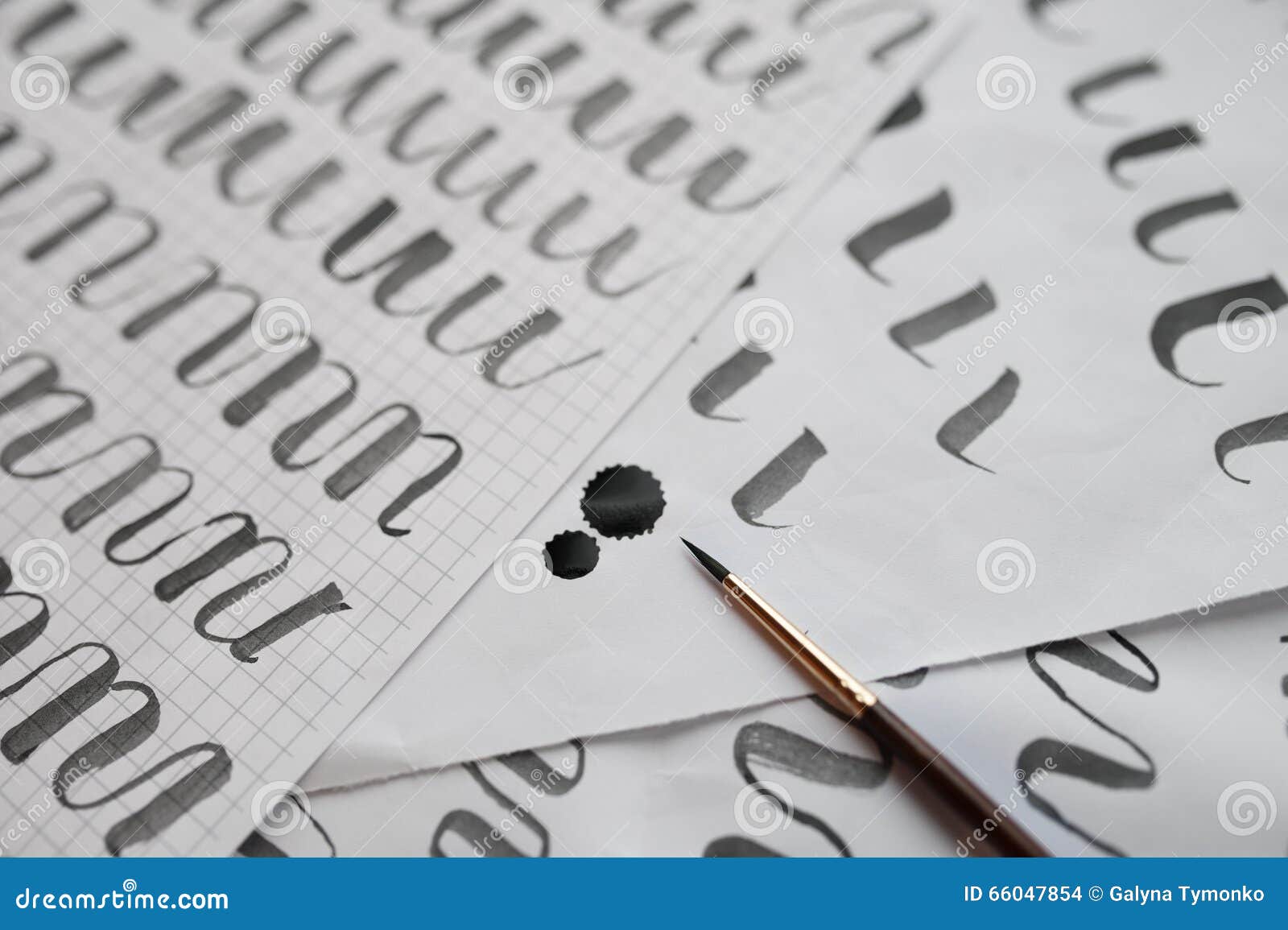 Learning Calligraphy Paper Example Brush Ink Stock Photos - Free ...