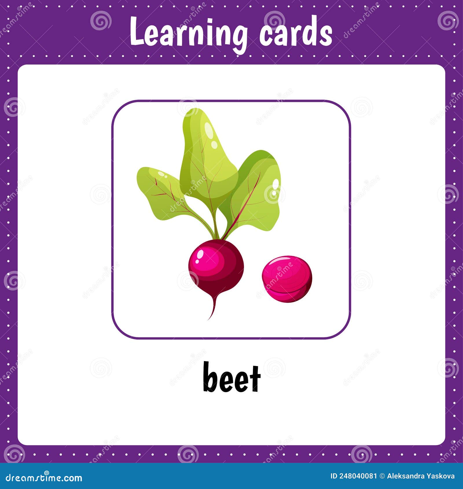 Learning Cards for Kids. Beet Stock Vector - Illustration of education ...