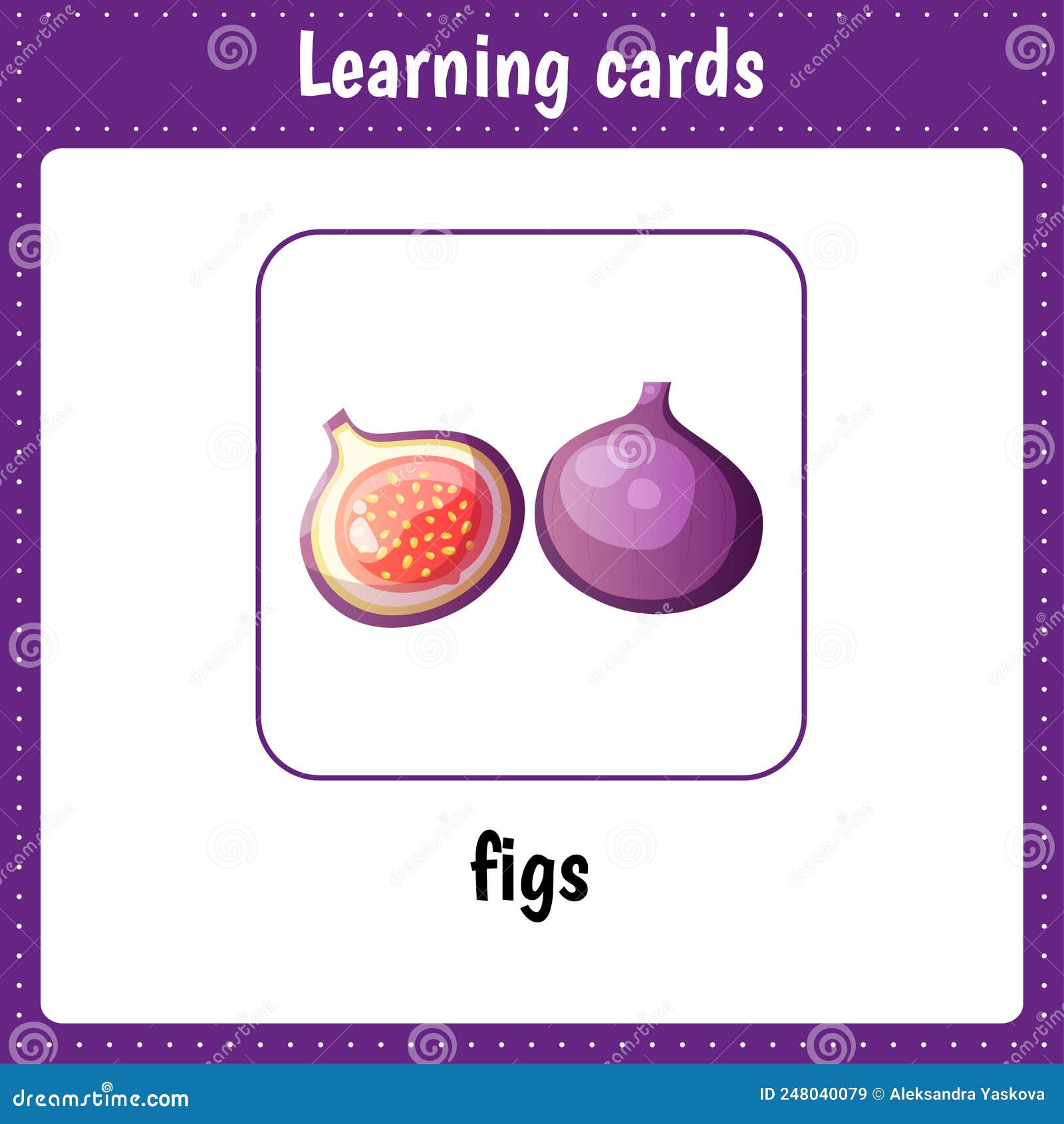 Learning Cards for Kids. Figs Stock Vector - Illustration of worksheet ...