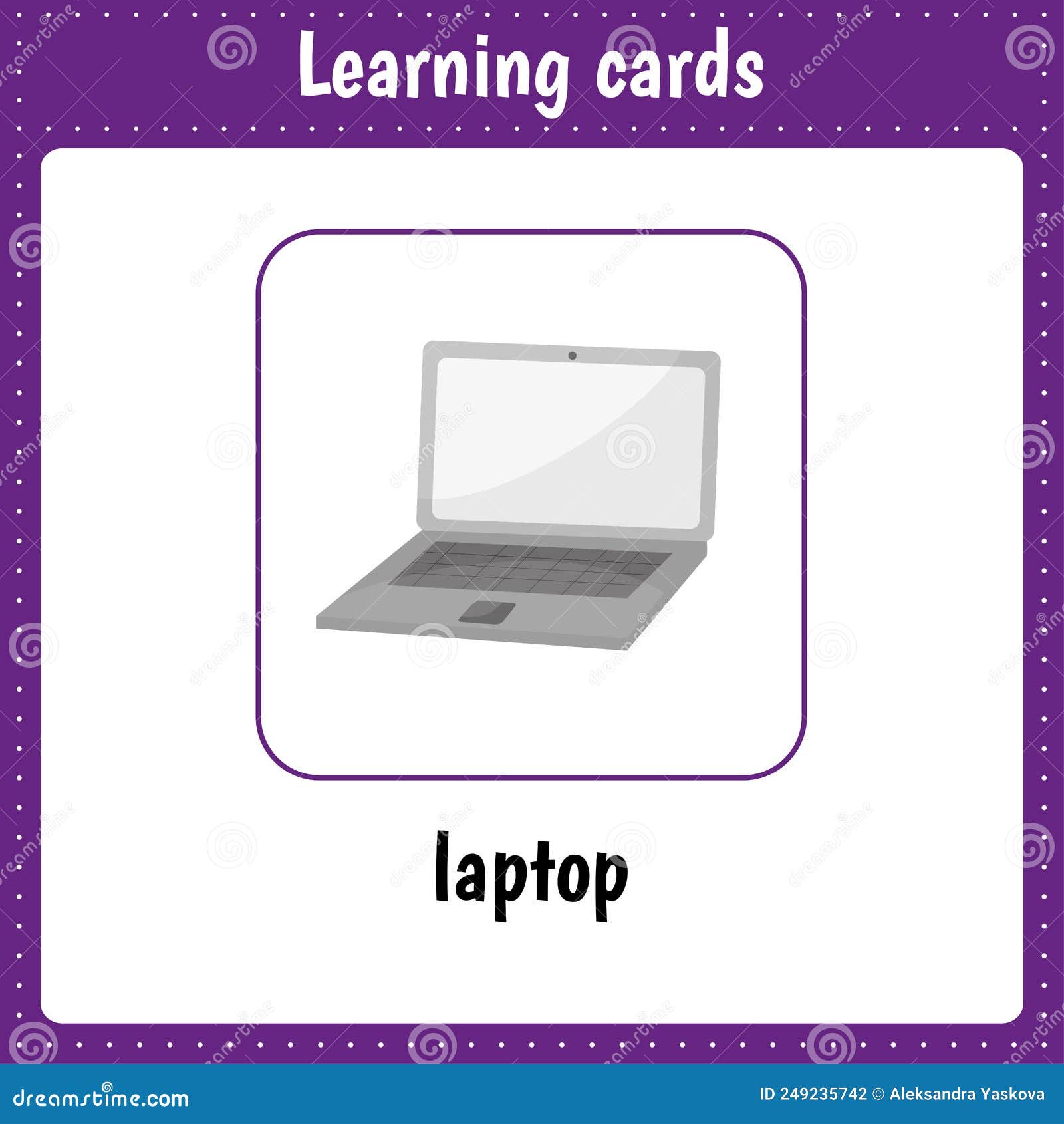 Learning Cards For Kids. Laptop. Computer. Educational Worksheets For ...