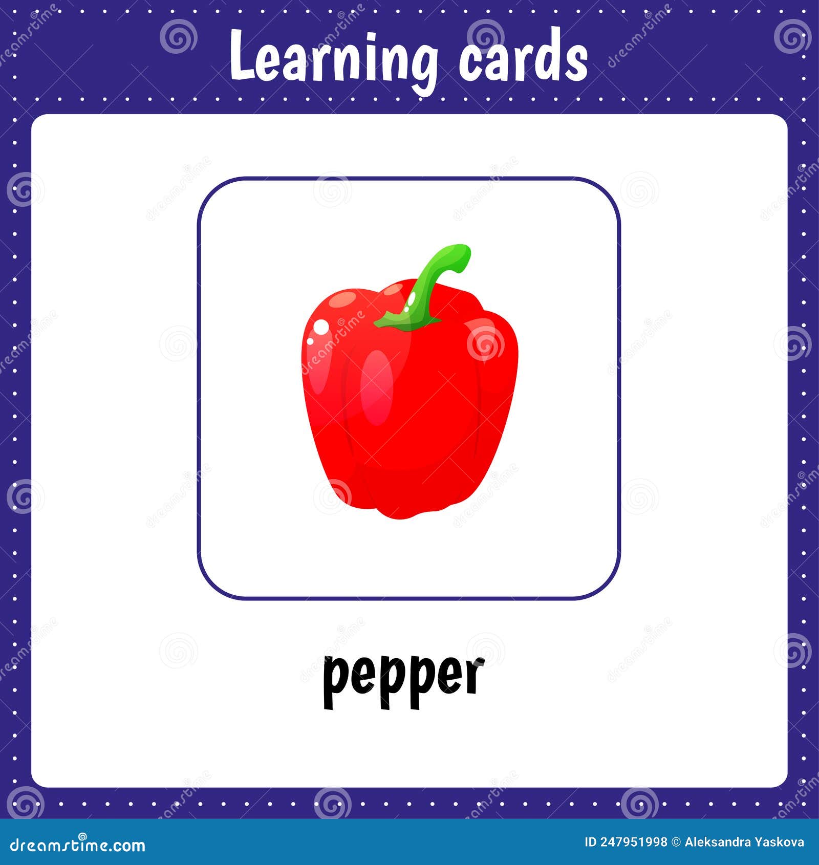 Learning Cards for Kids. Vegetable Stock Illustration - Illustration of ...