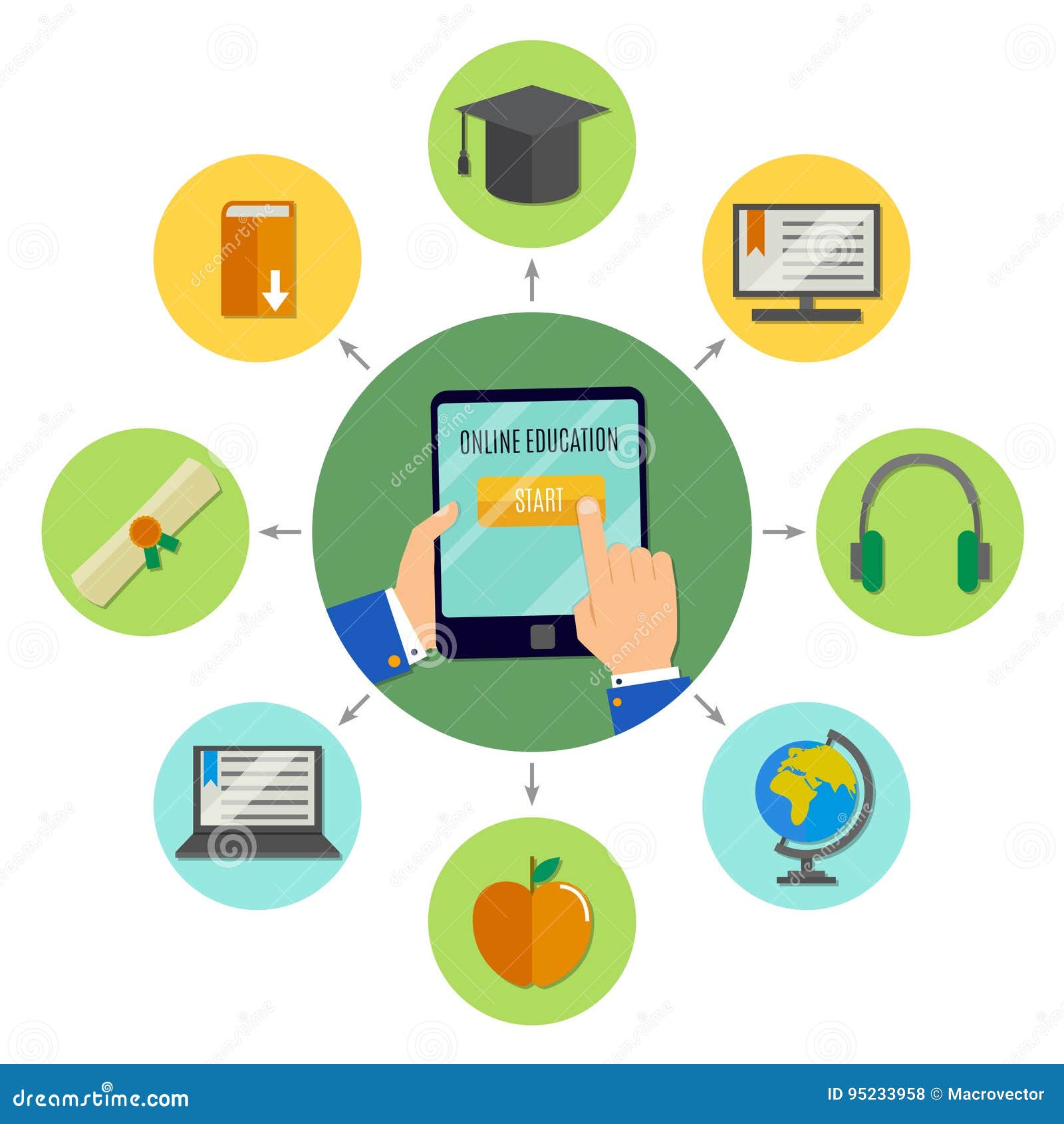 Learning Colored Icon Set stock vector. Illustration of idea - 95233958