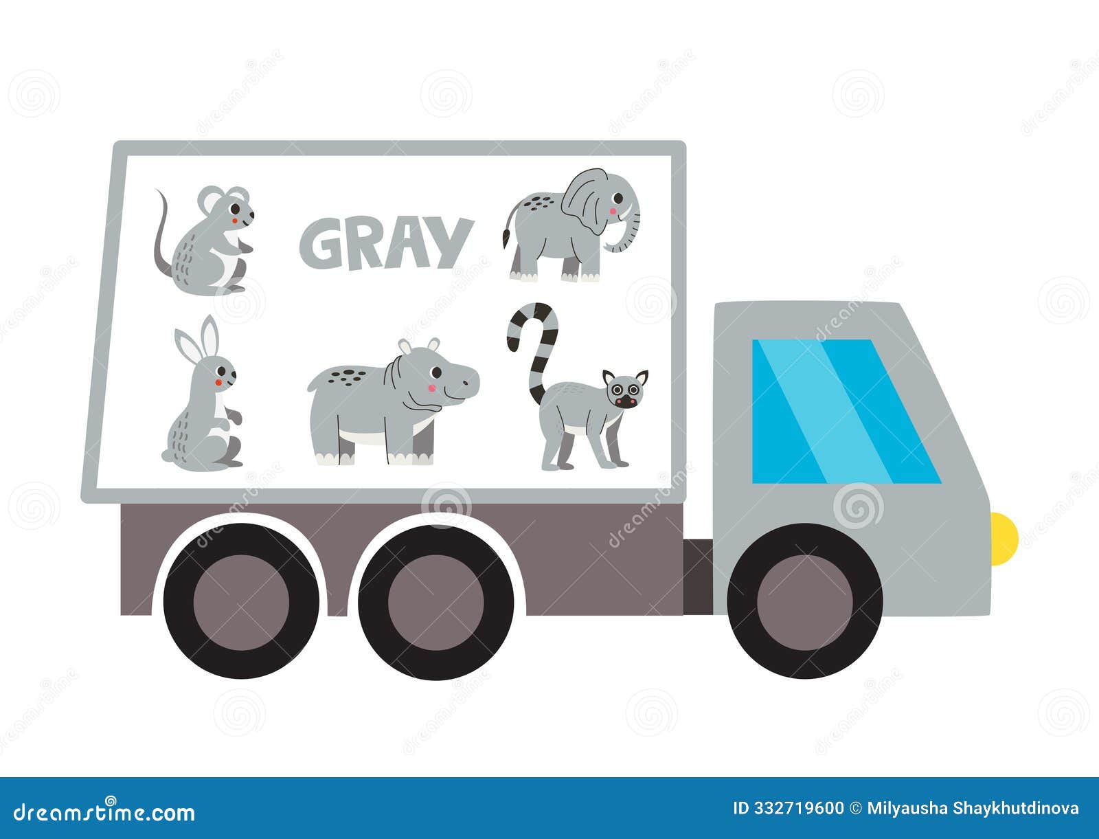 Learning Colors for Kids. Gray Color Flash Card. Gray Truck. Stock ...
