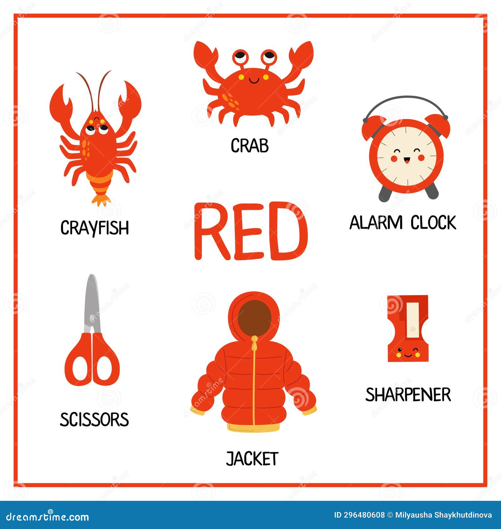 Learning Colors Worksheet for Kids. Red Color Flashcard. Stock ...