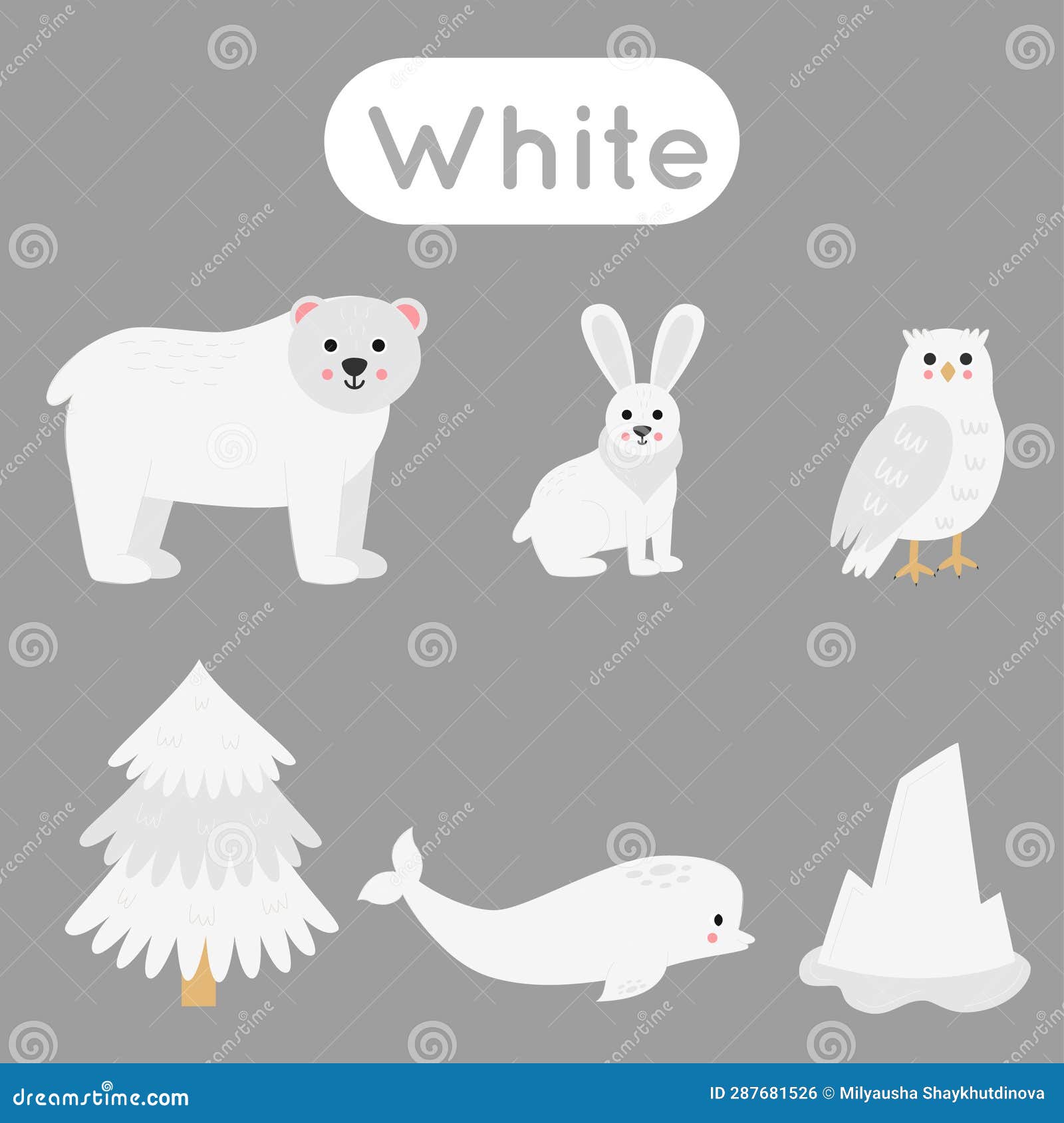 Learning Colors Worksheet for Kids. White Color Flashcard Stock Vector ...