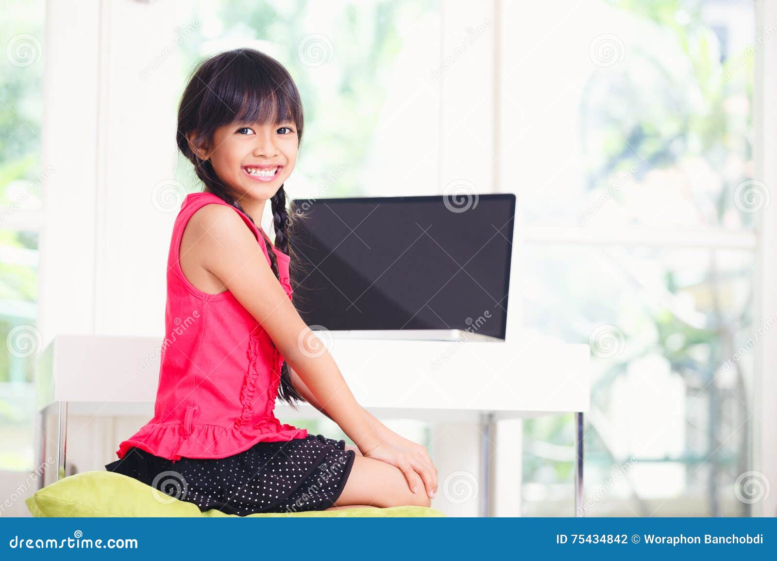Learning computer stock photo. Image of portrait, asian - 75434842