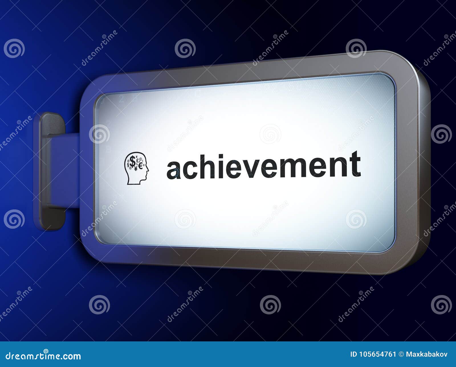 Learning Concept: Achievement and Head with Finance Symbol on Billboard ...